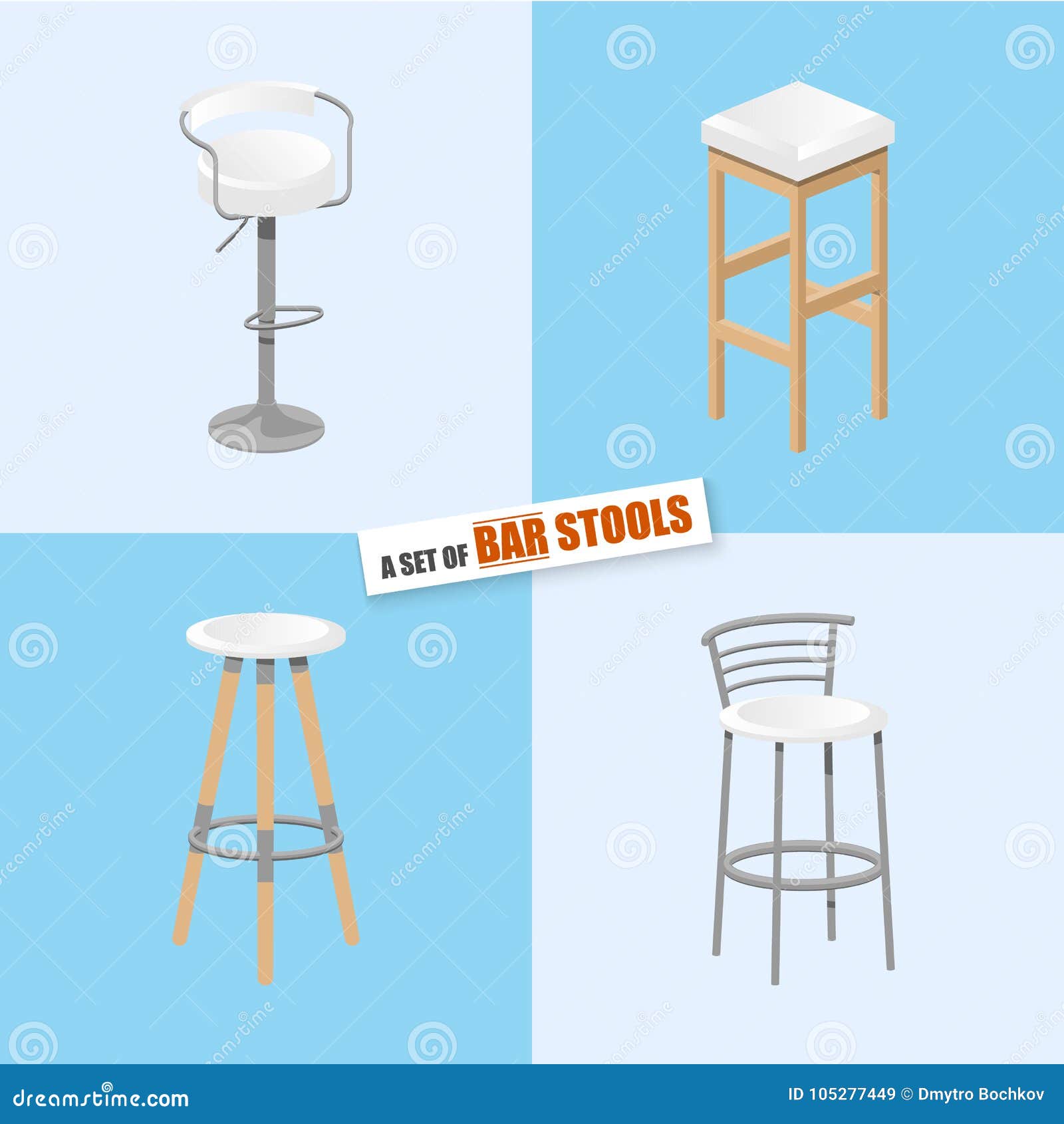 Set of Bar Stools and Table. Stock Illustration - Illustration of ...