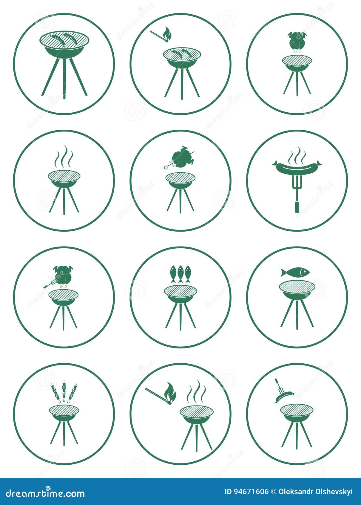 Set of barbecue icons stock vector. Illustration of meal - 94671606