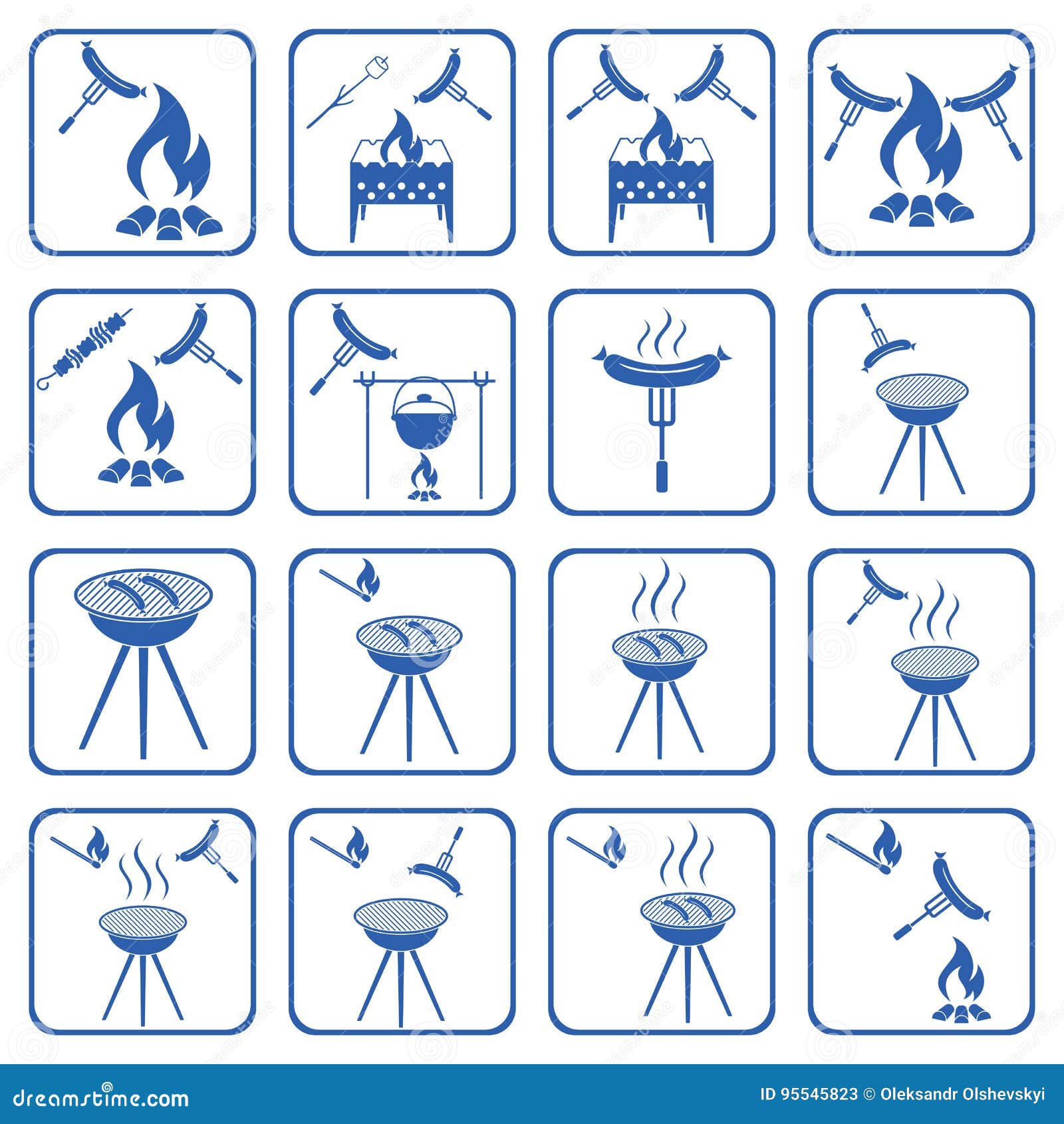 Set of barbecue icons stock vector. Illustration of grill - 95545823