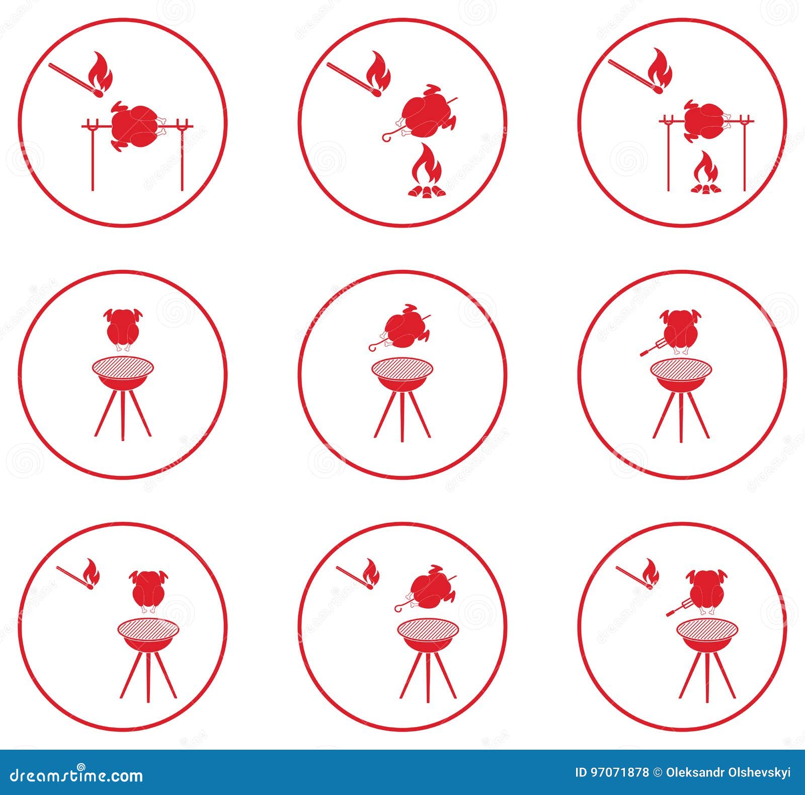 Set of barbecue icons stock vector. Illustration of black - 97071878