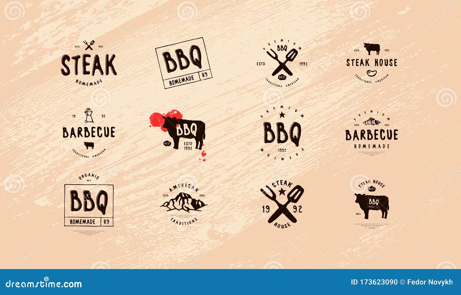 Set of Barbecue Label and Emblem Stock Vector - Illustration of ...