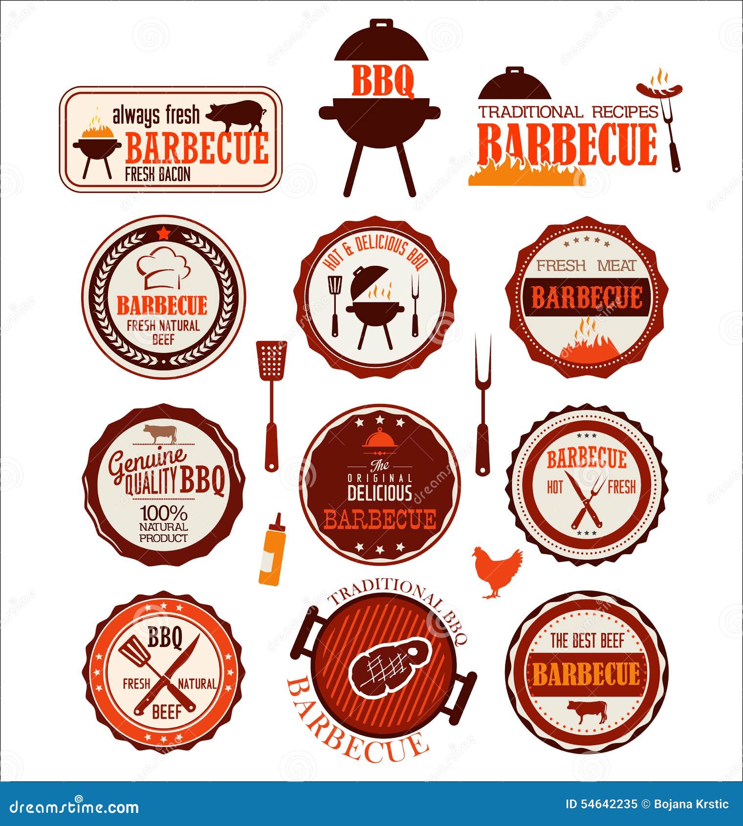 Set of barbecue labels stock illustration. Illustration of flame - 54642235