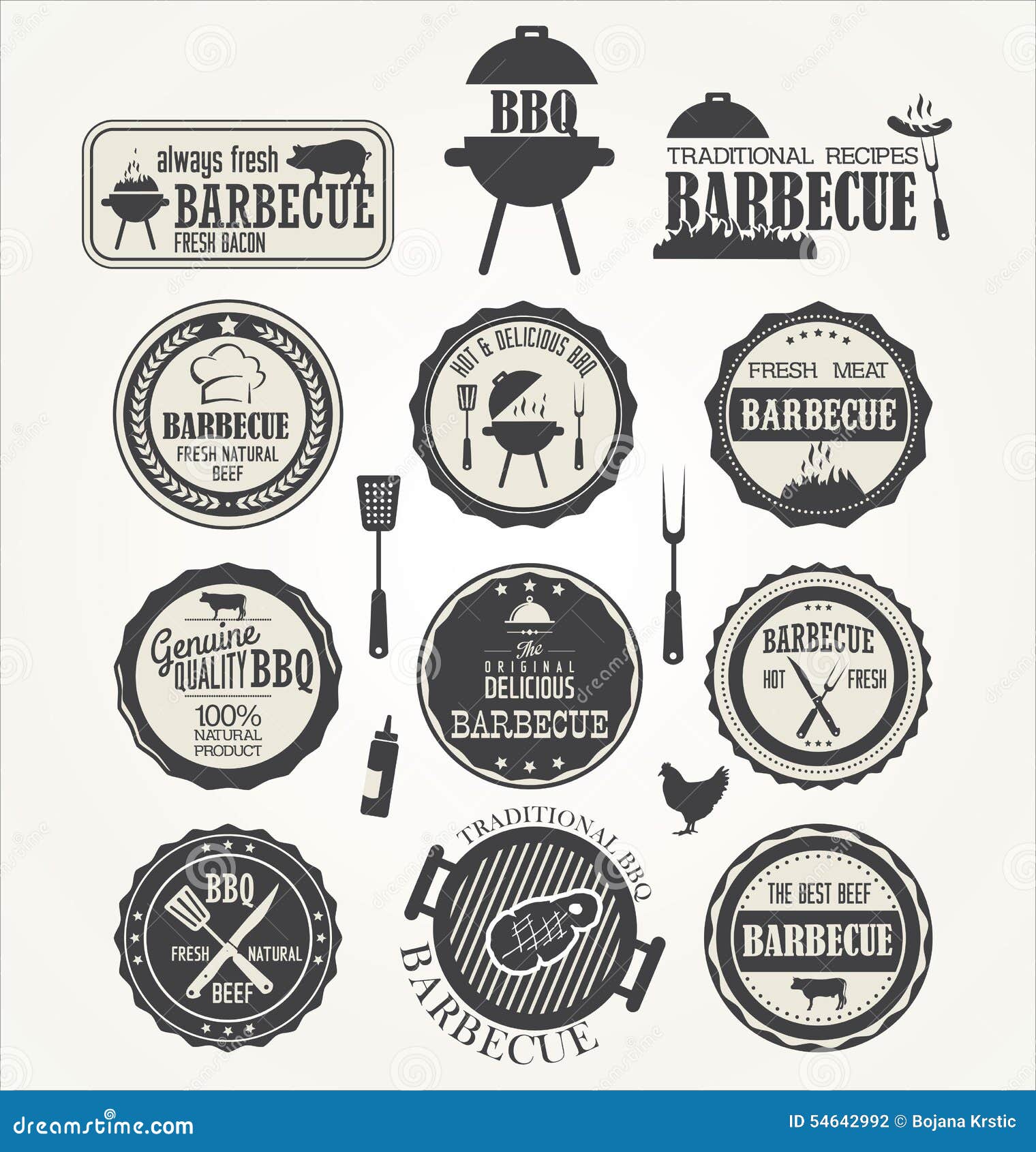 Set of barbecue labels stock illustration. Illustration of grilled ...