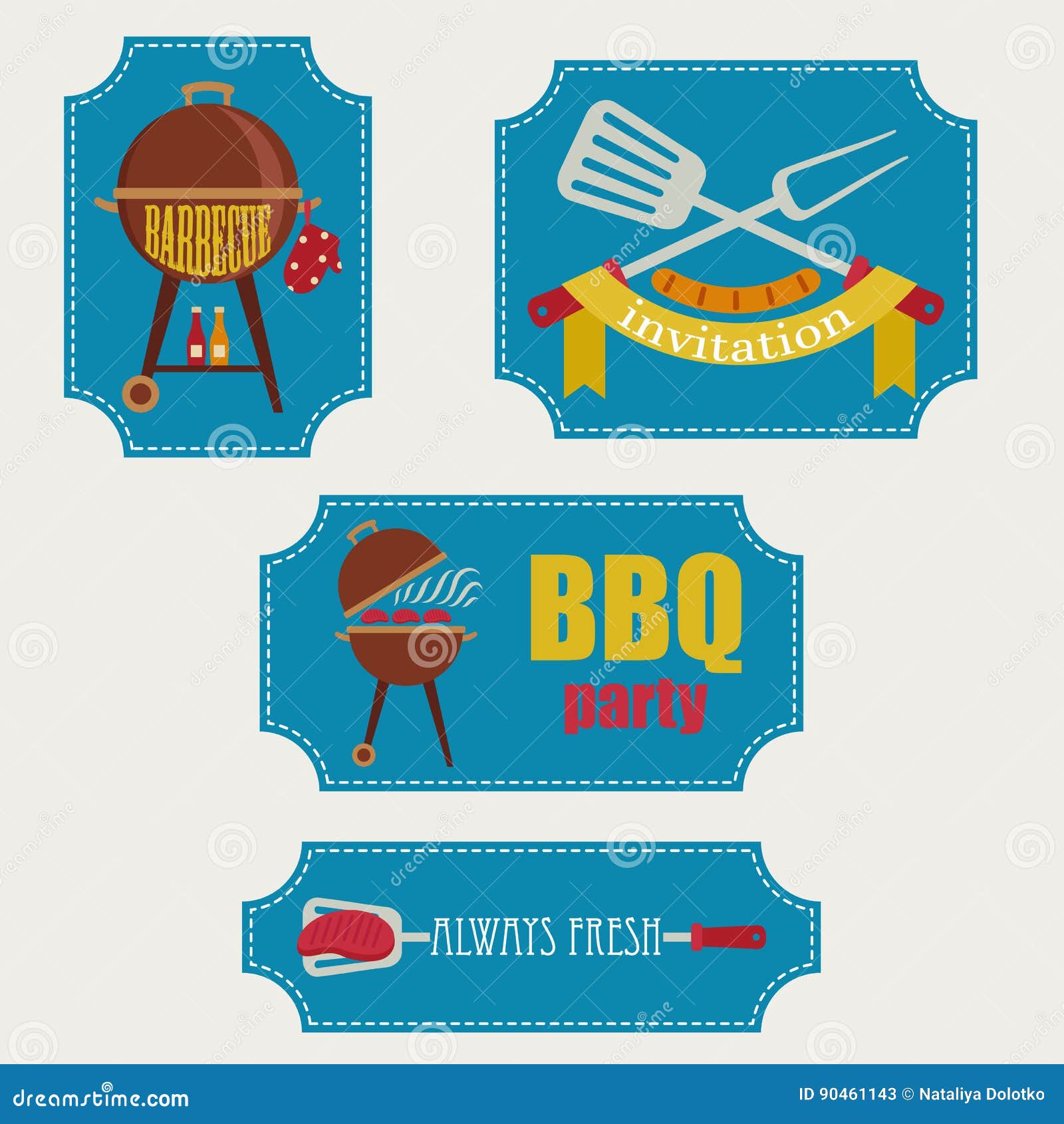 Set of barbecue labels stock vector. Illustration of cook - 90461143
