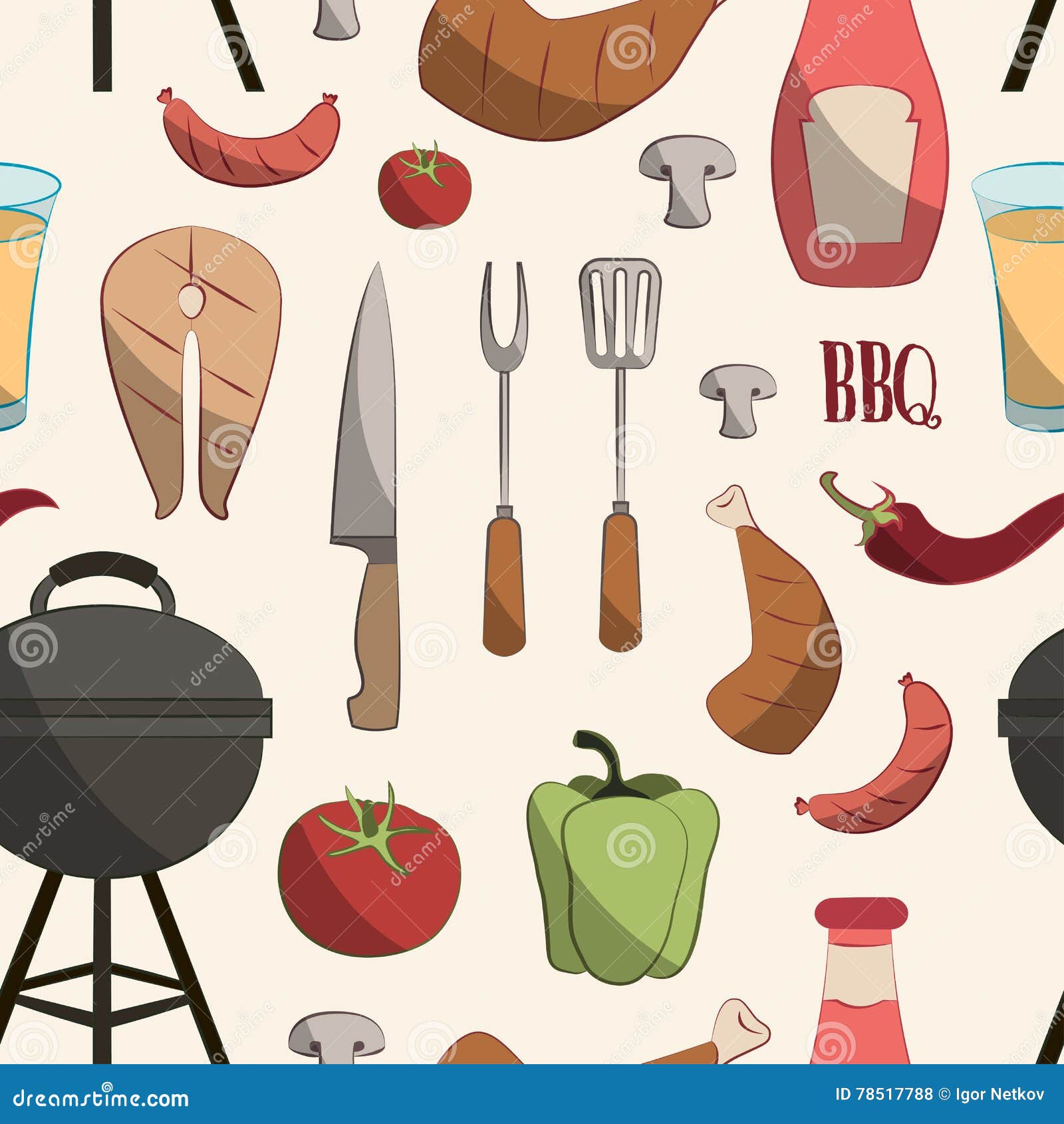 Set of barbecue pattern stock vector. Illustration of lemon - 78517788