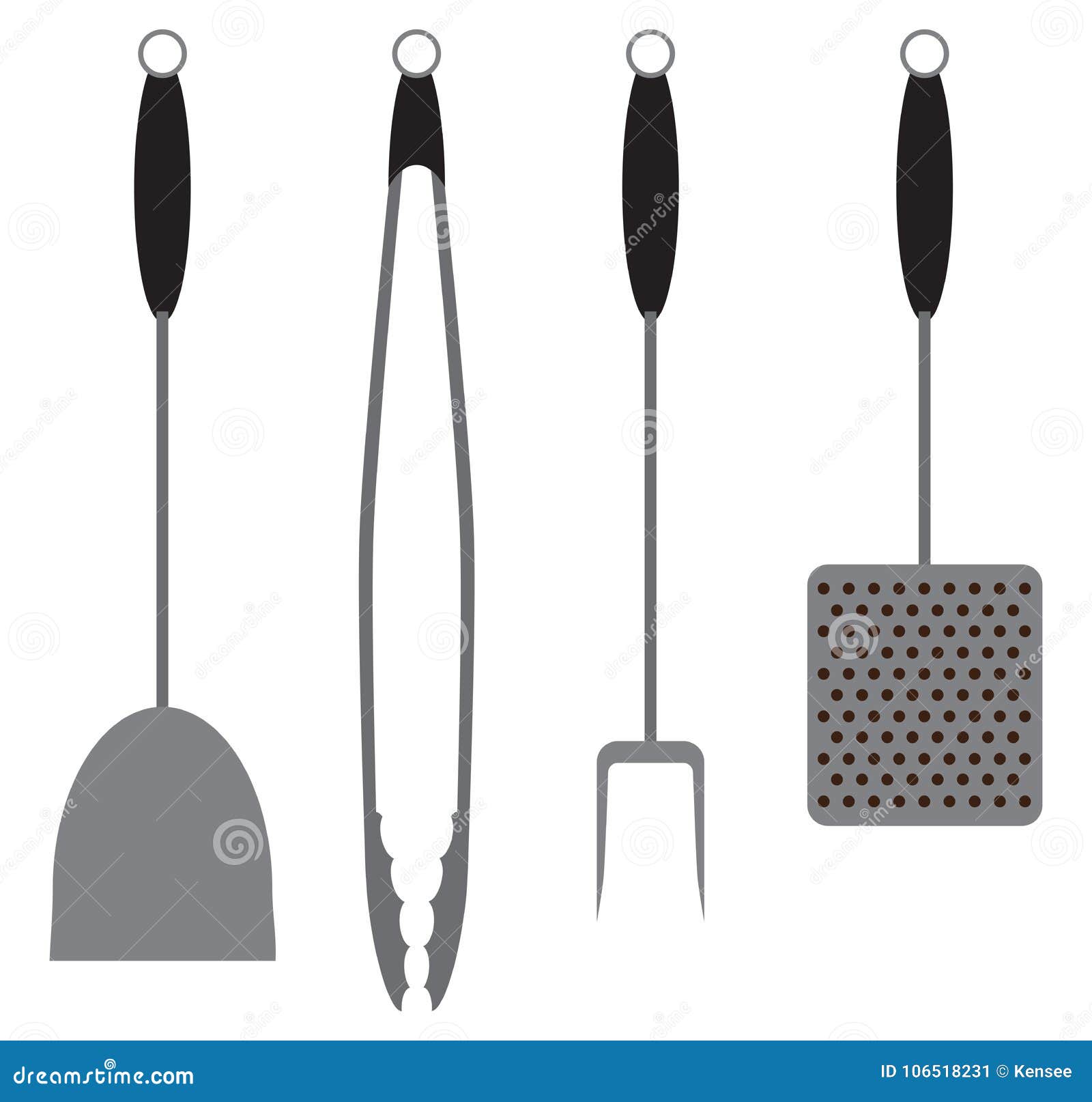 Flat Vector Barbecue Tools stock vector. Illustration of utensils ...