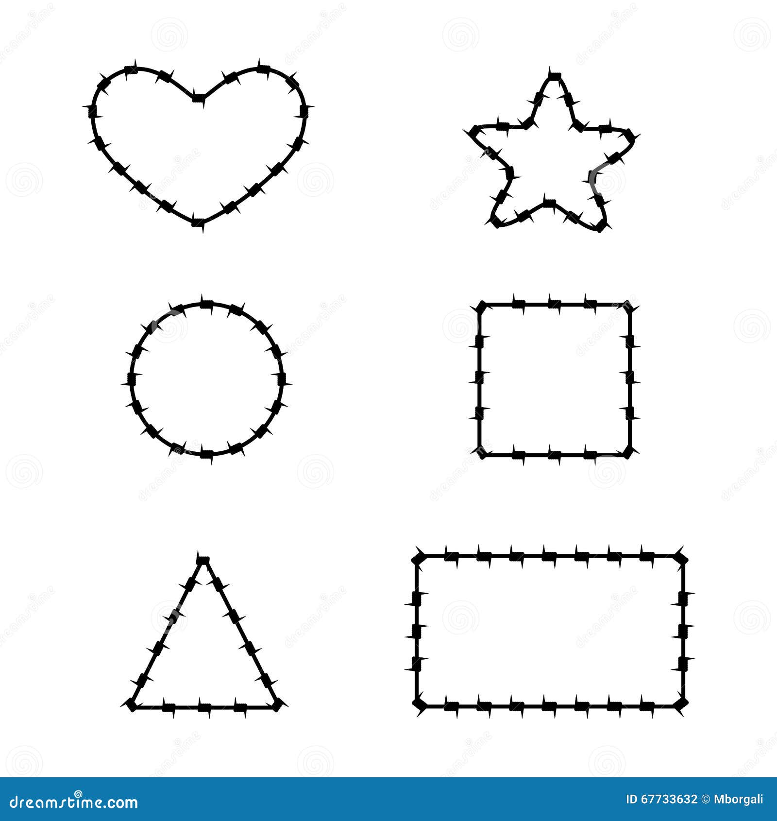 Set of barbed wire shapes stock vector. Illustration of depression ...