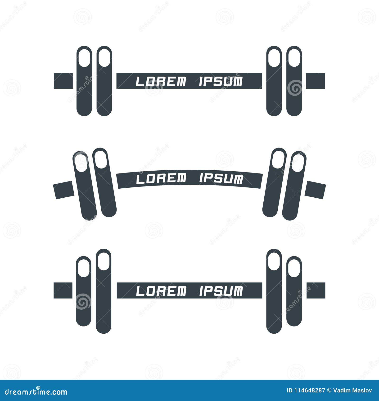 Set of barbells icons. stock vector. Illustration of icons - 114648287