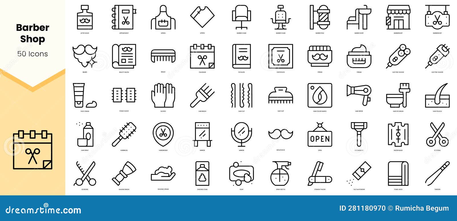 Set of Barber Shop Icons. Simple Line Art Style Icons Pack Stock Vector - Illustration of design ...