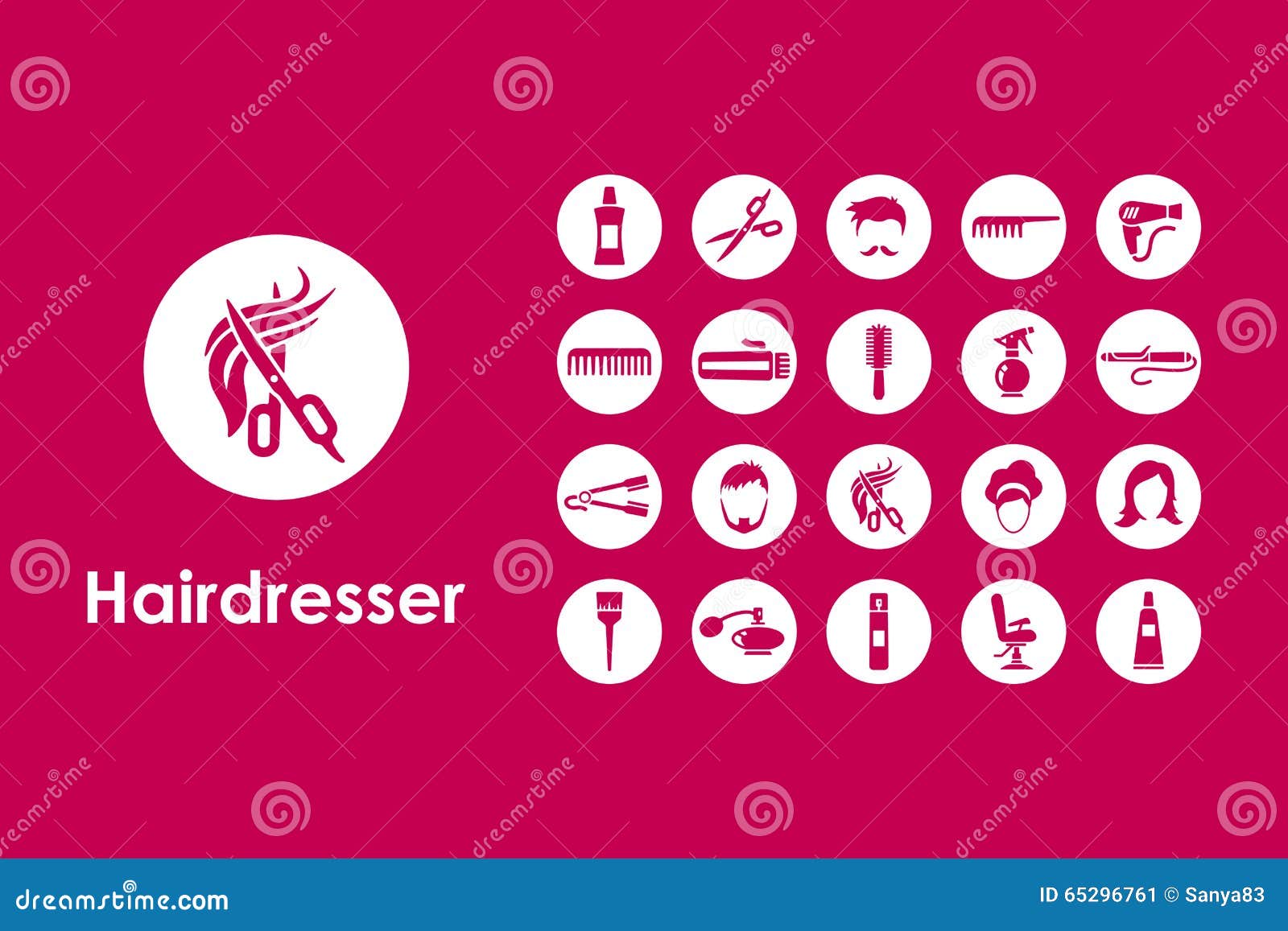 Set of Barber Shop Simple Icons Stock Vector - Illustration of flat ...
