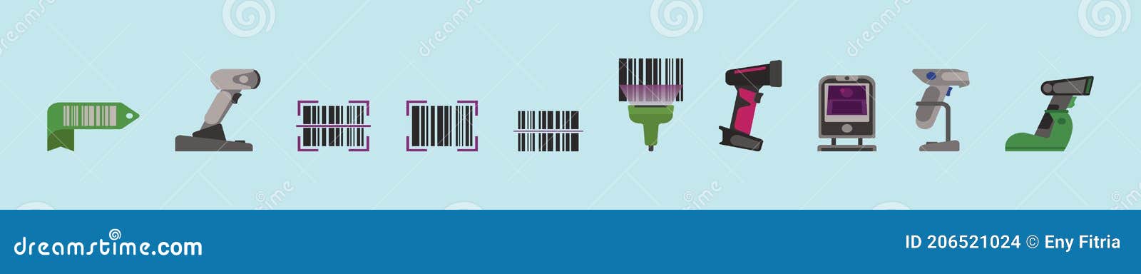 Set Of Barcode Scanner Cartoon Icon Design Templates With Various ...