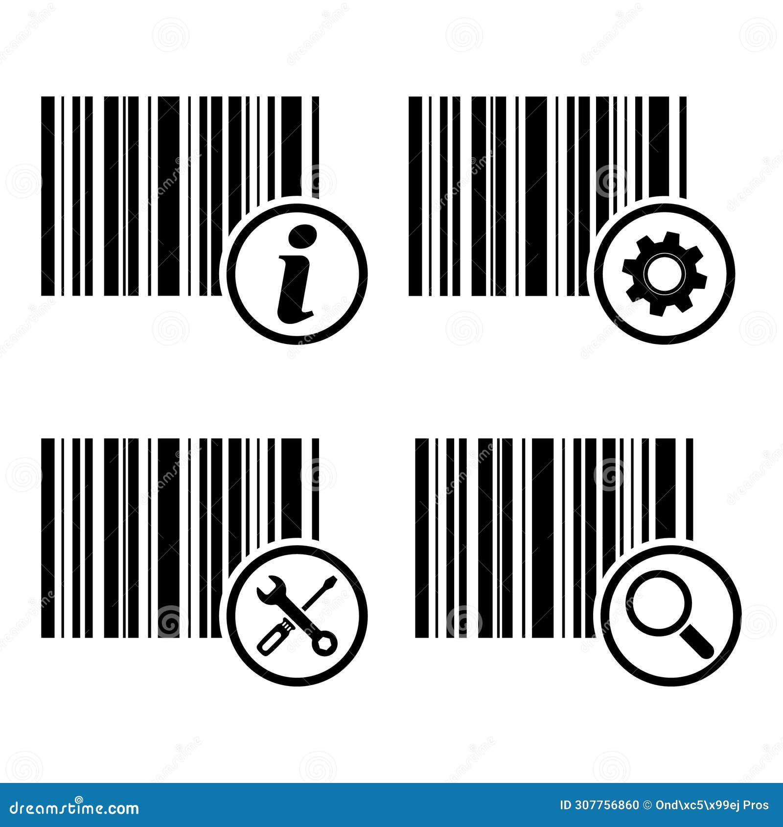 Set of Barcode Vector Icon. Bar Code for Web Flat Design Stock Vector ...