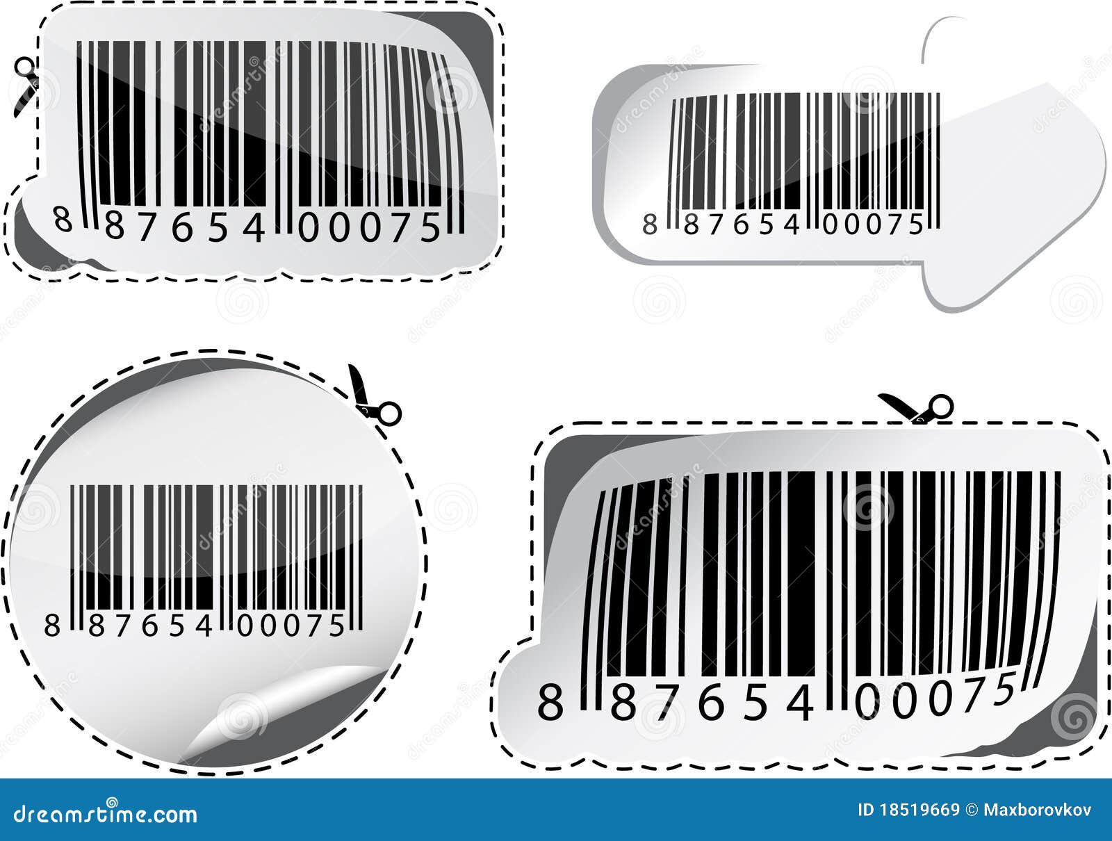 Set of barcodes. stock vector. Illustration of barcode - 18519669
