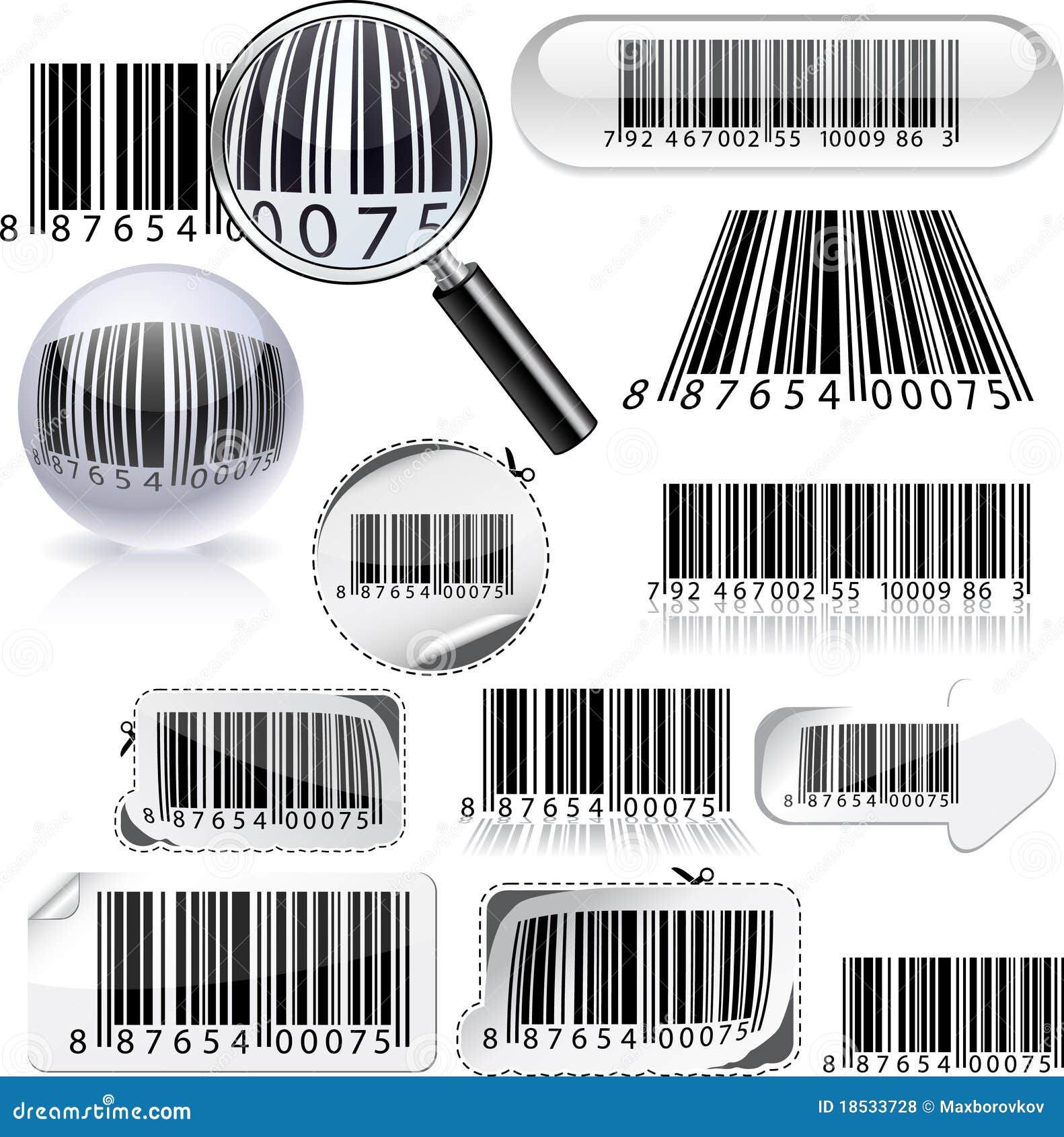 Set of barcodes. stock vector. Illustration of curl, identification ...