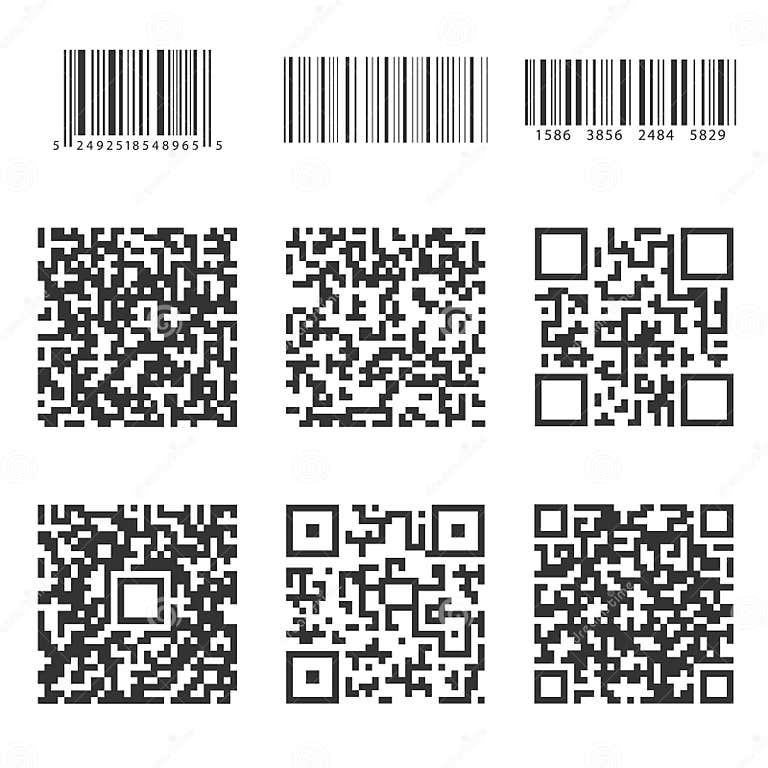 A Set of Barcodes and QR Codes for Digital Identification. Vector Stock ...