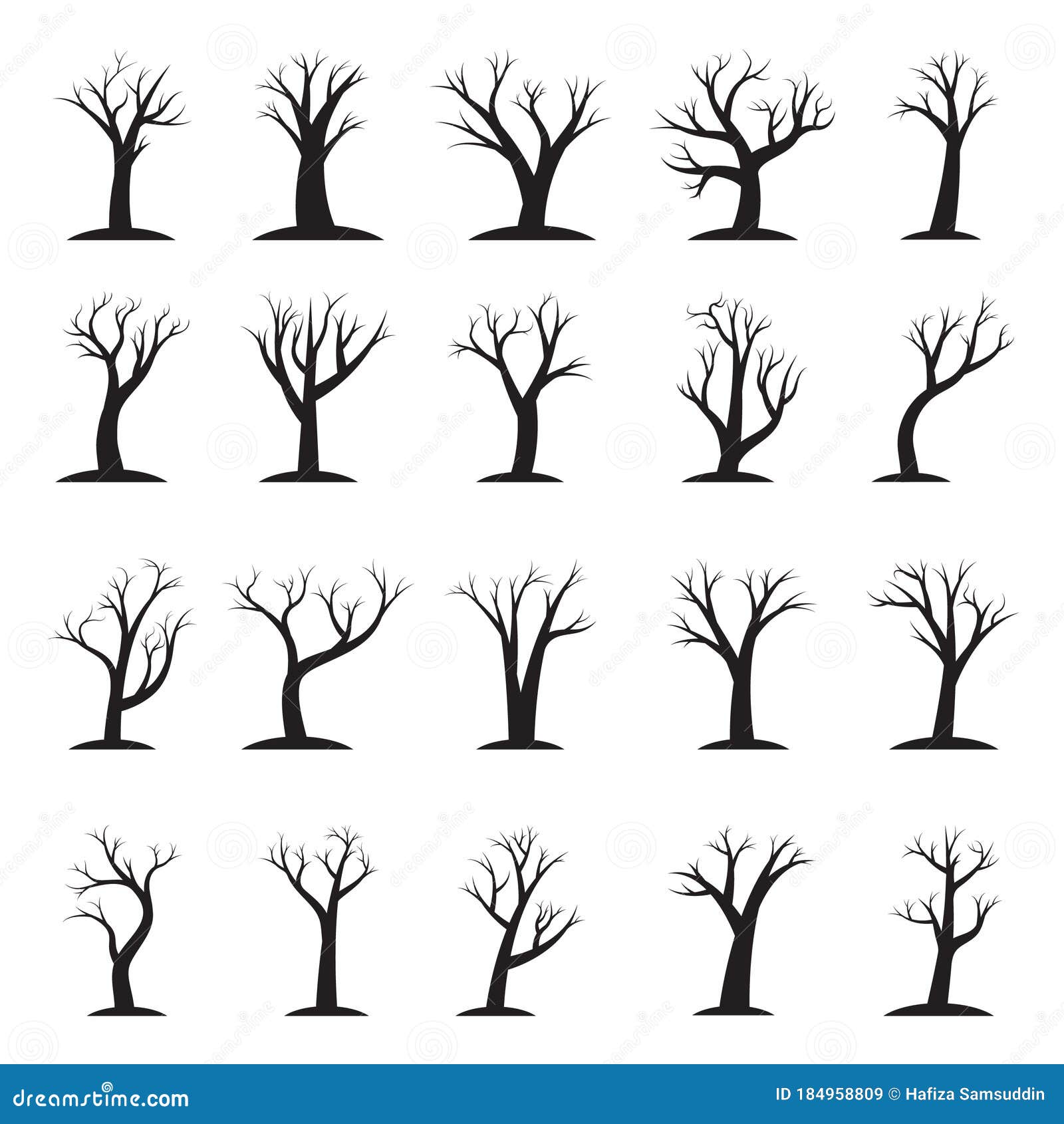 Set of Bare Trees. Vector Illustration Decorative Background Design ...