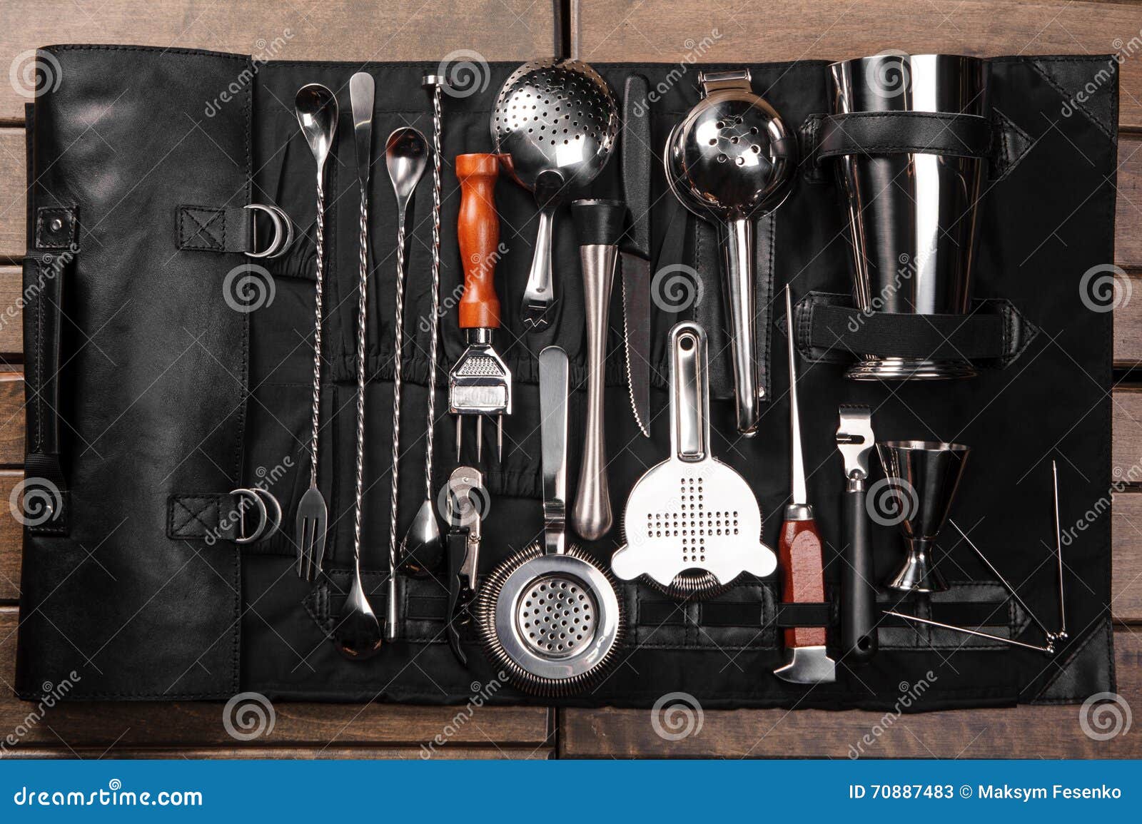 Set of Barman Equipment in Case Stock Image - Image of bartending ...