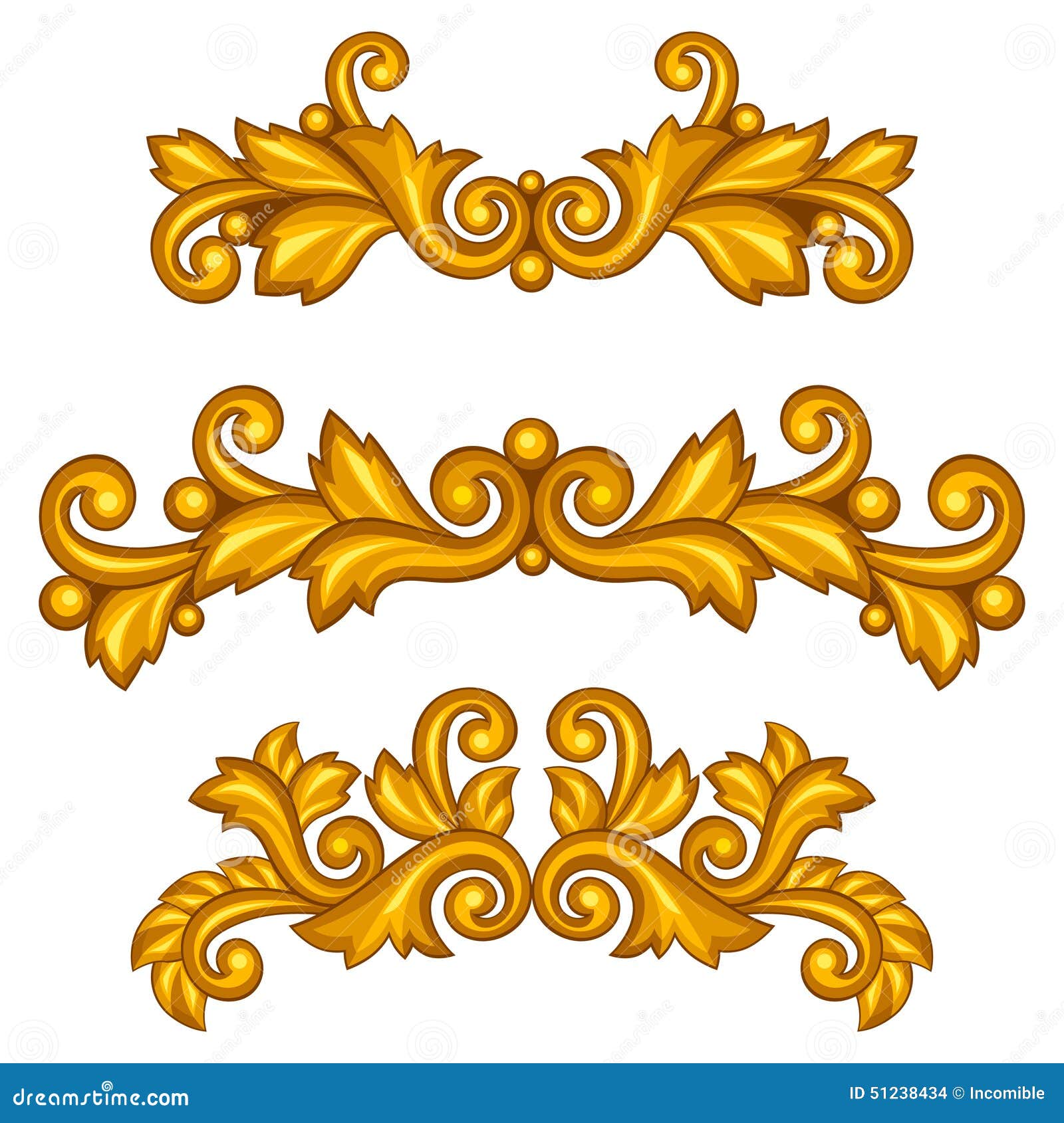 Set of Baroque Ornamental Antique Gold Scrolls and Stock Vector ...