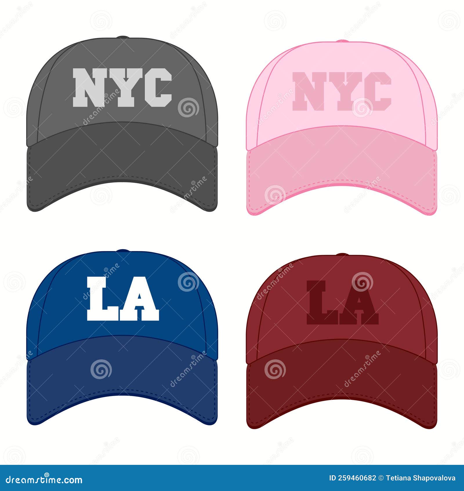 Set of Baseball Caps. Vector Stock Vector - Illustration of textile ...