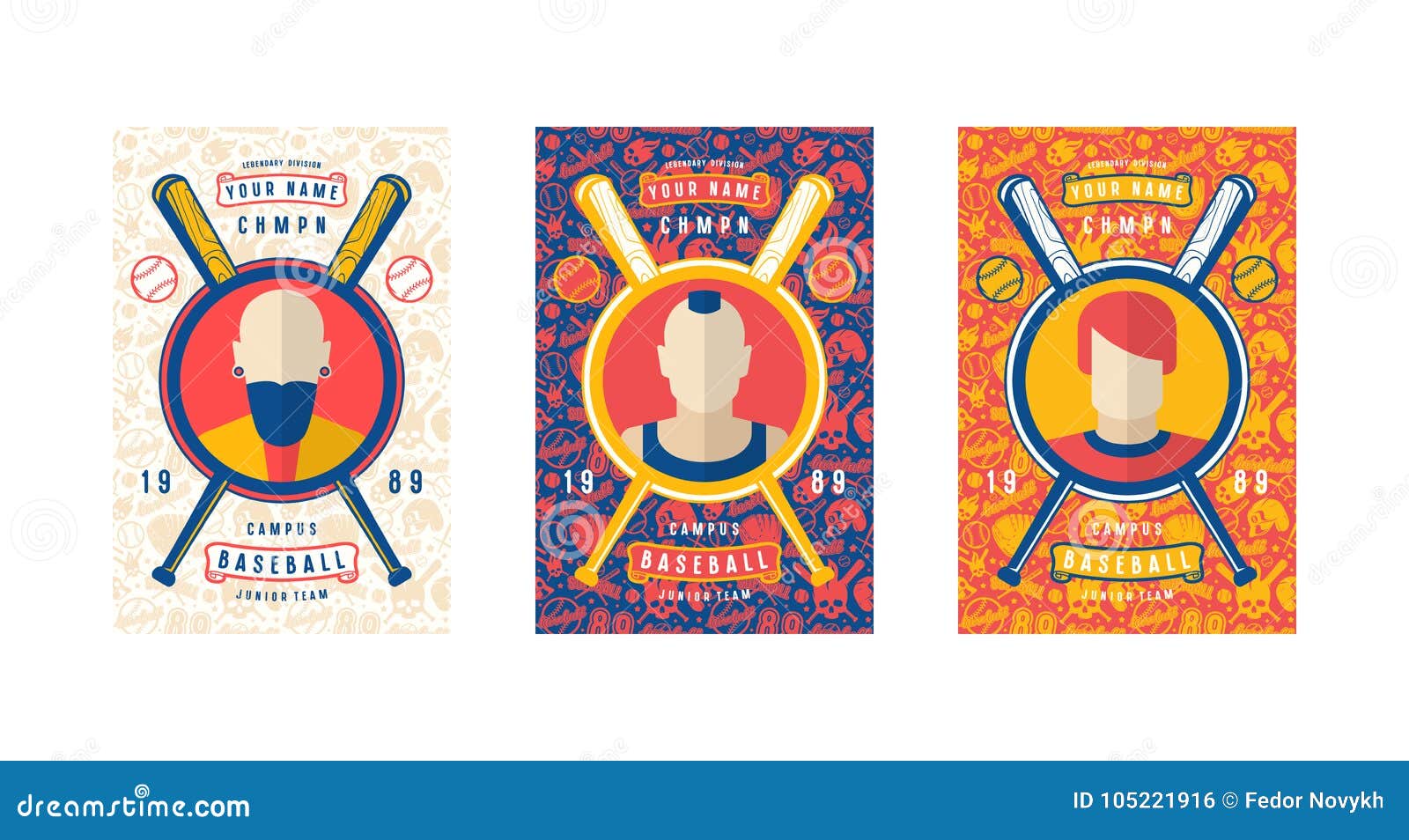 Set of Baseball Card Design Stock Vector - Illustration of hipster ...