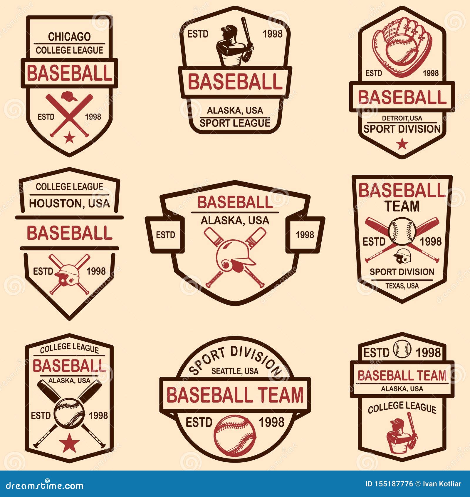 Set of Baseball Emblems. Design Element for Logo, Label, Sign, Poster ...
