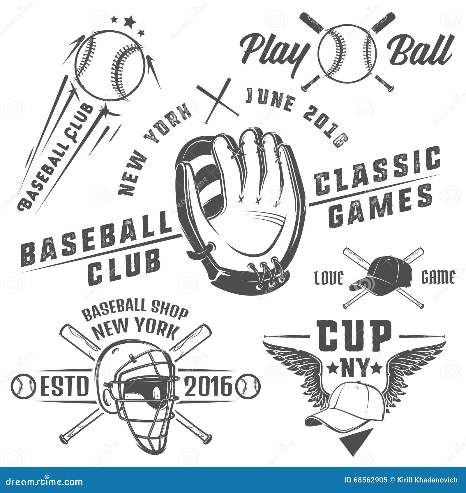 Baseball Emblems, Logos, Badges Templates. Set Of 6 Baseball Logos ...