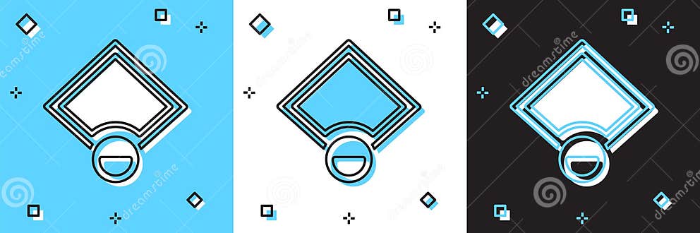 Set Baseball Field Icon Isolated on Blue and White, Black Background ...