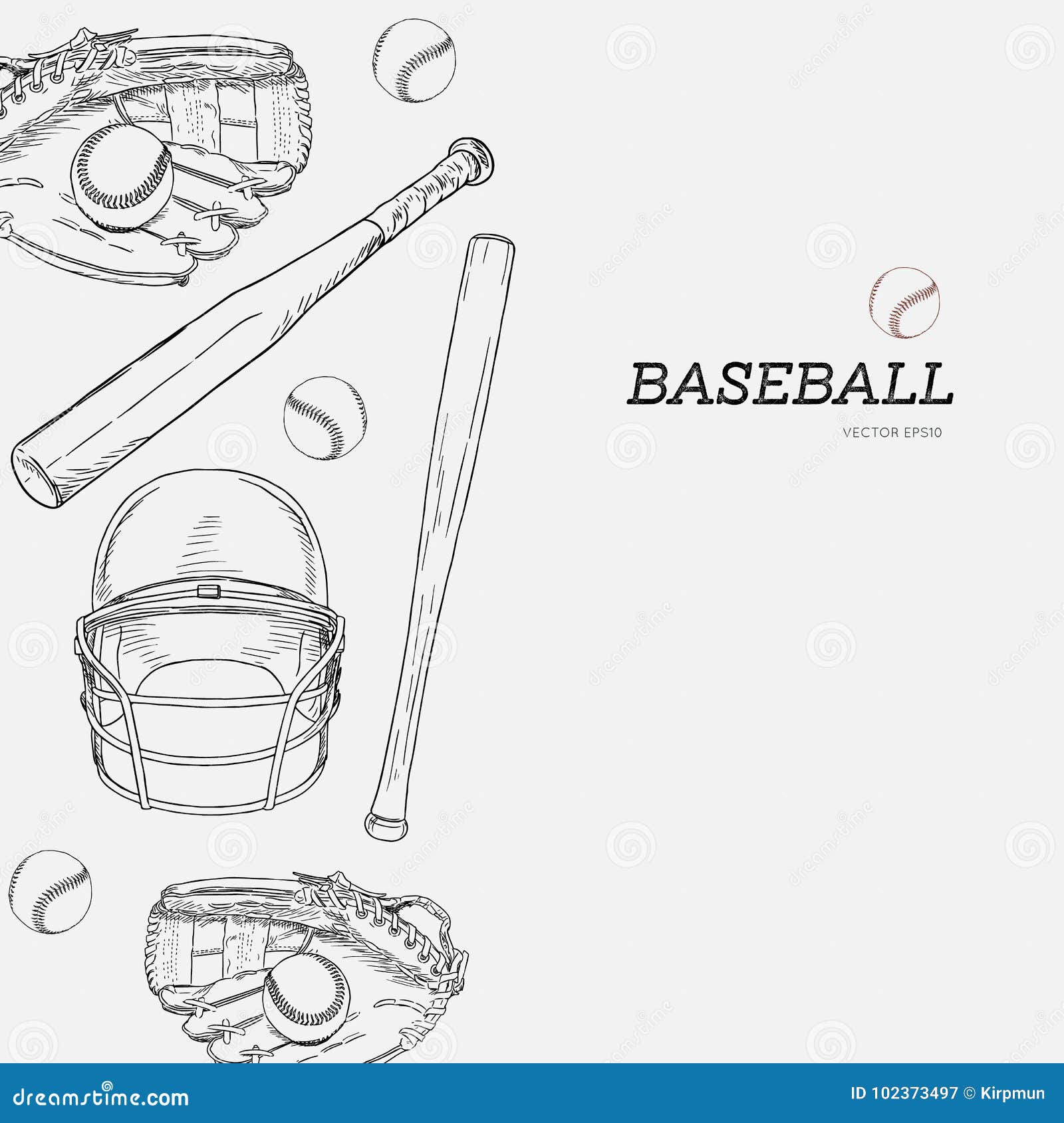 Set of Baseball , Hand Draw Sketch Vector. Stock Vector - Illustration ...
