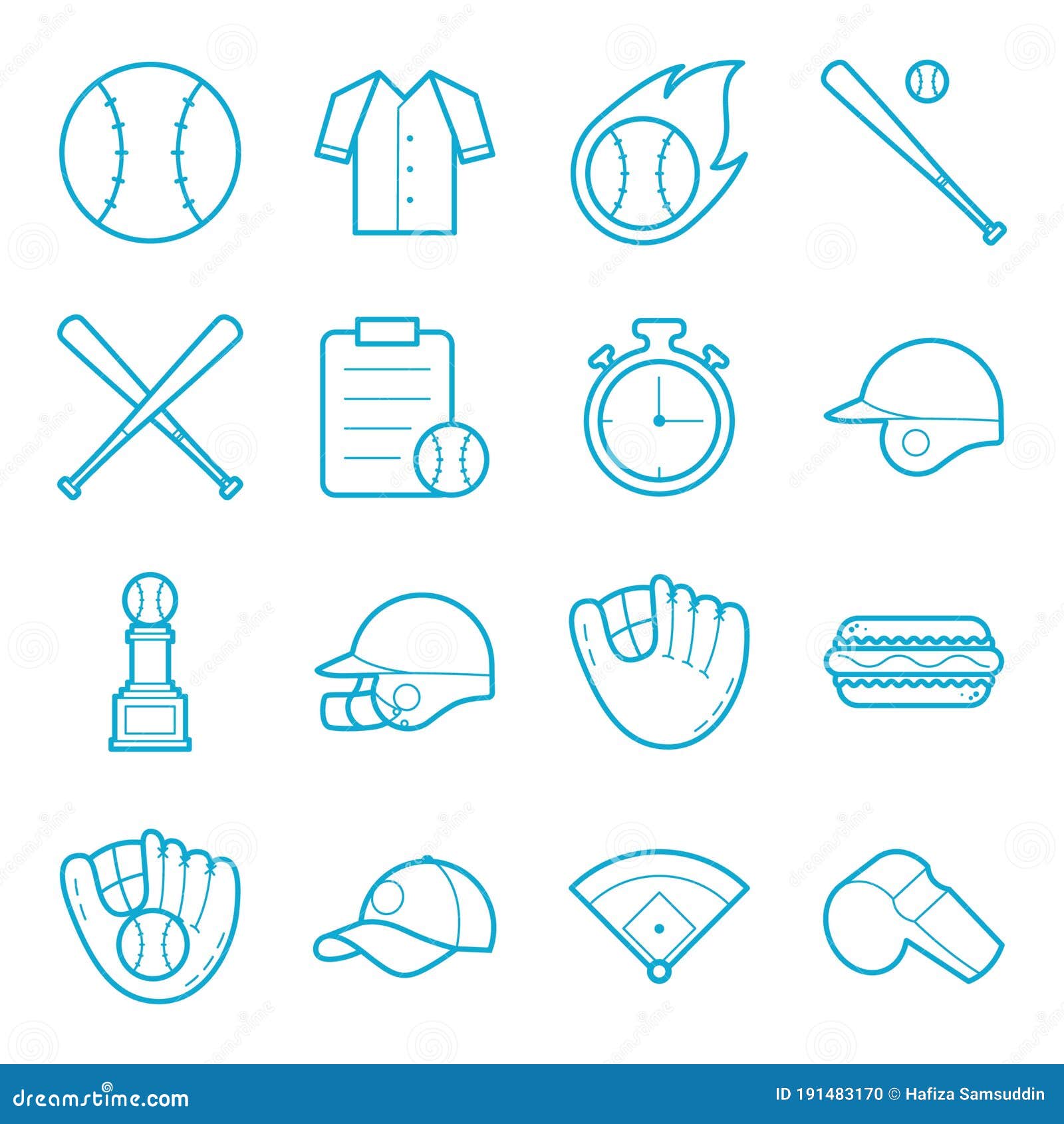 Set of Baseball Items. Vector Illustration Decorative Design Stock ...