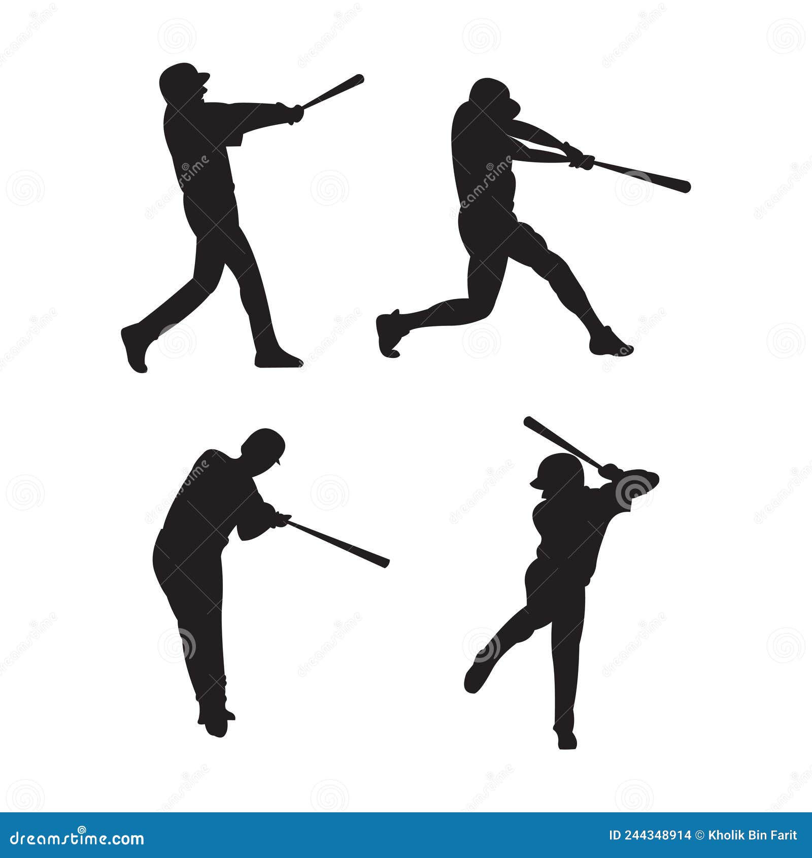 Set of Baseball Logo Vector Design Silhouette Stock Vector ...