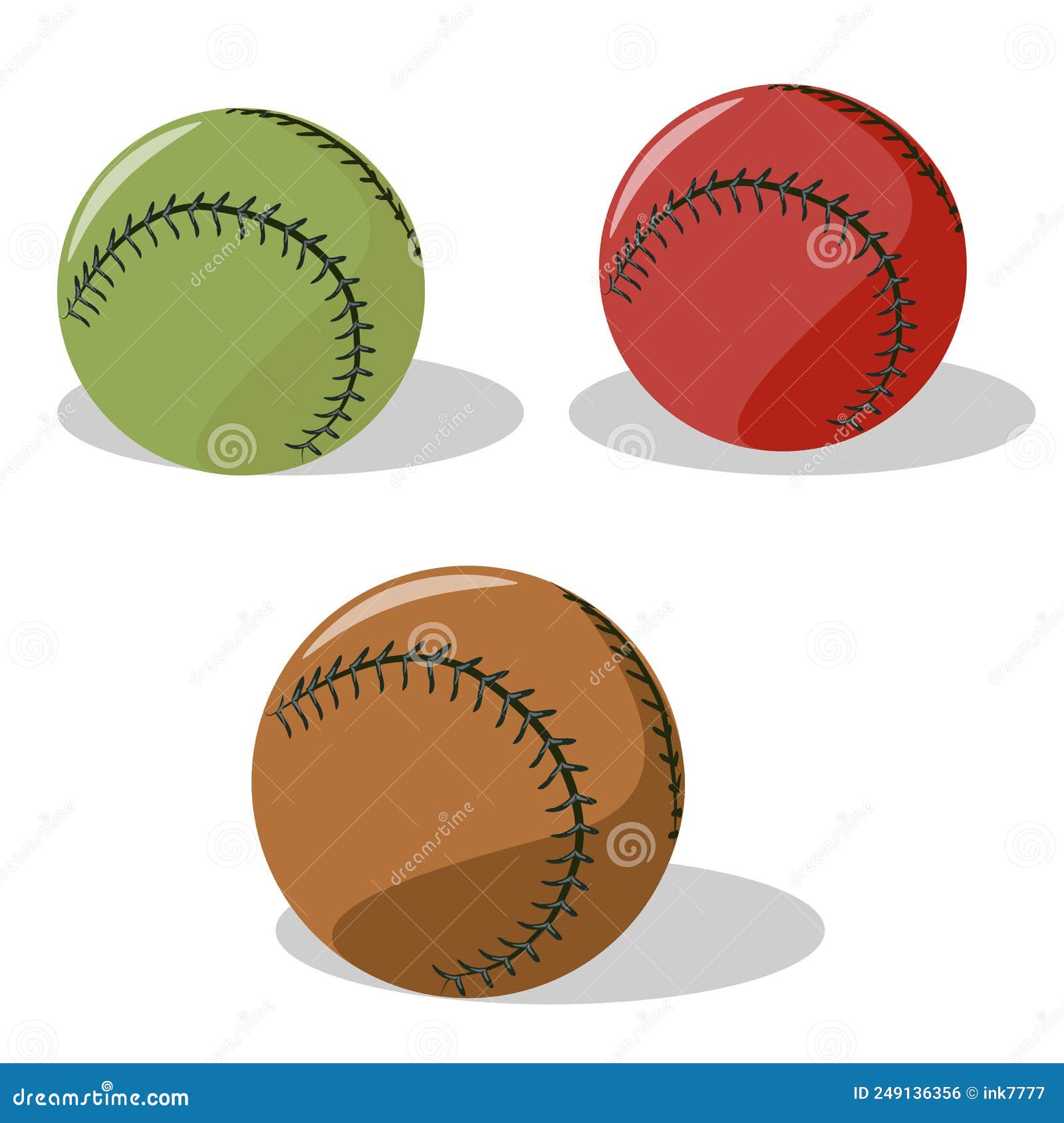 A Set of Baseball Sport Softball Colors Variation Stock Illustration ...