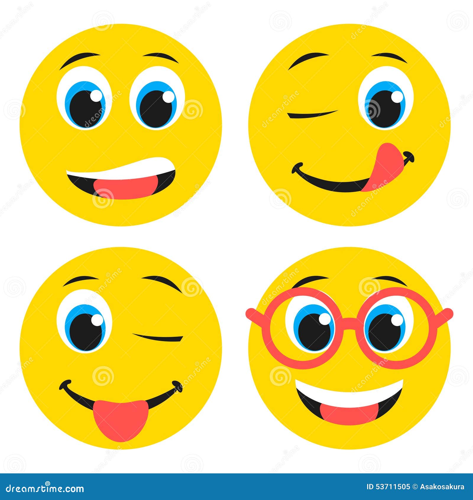 Set of Basic Boy Emoticons in Flat Design Stock Vector - Illustration ...