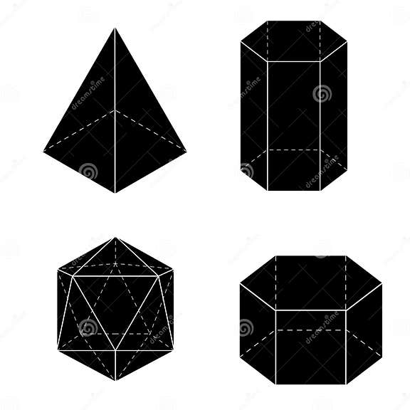 Set of Basic 3d Geometric Shapes. Geometric Solids Vector Isolated on a ...