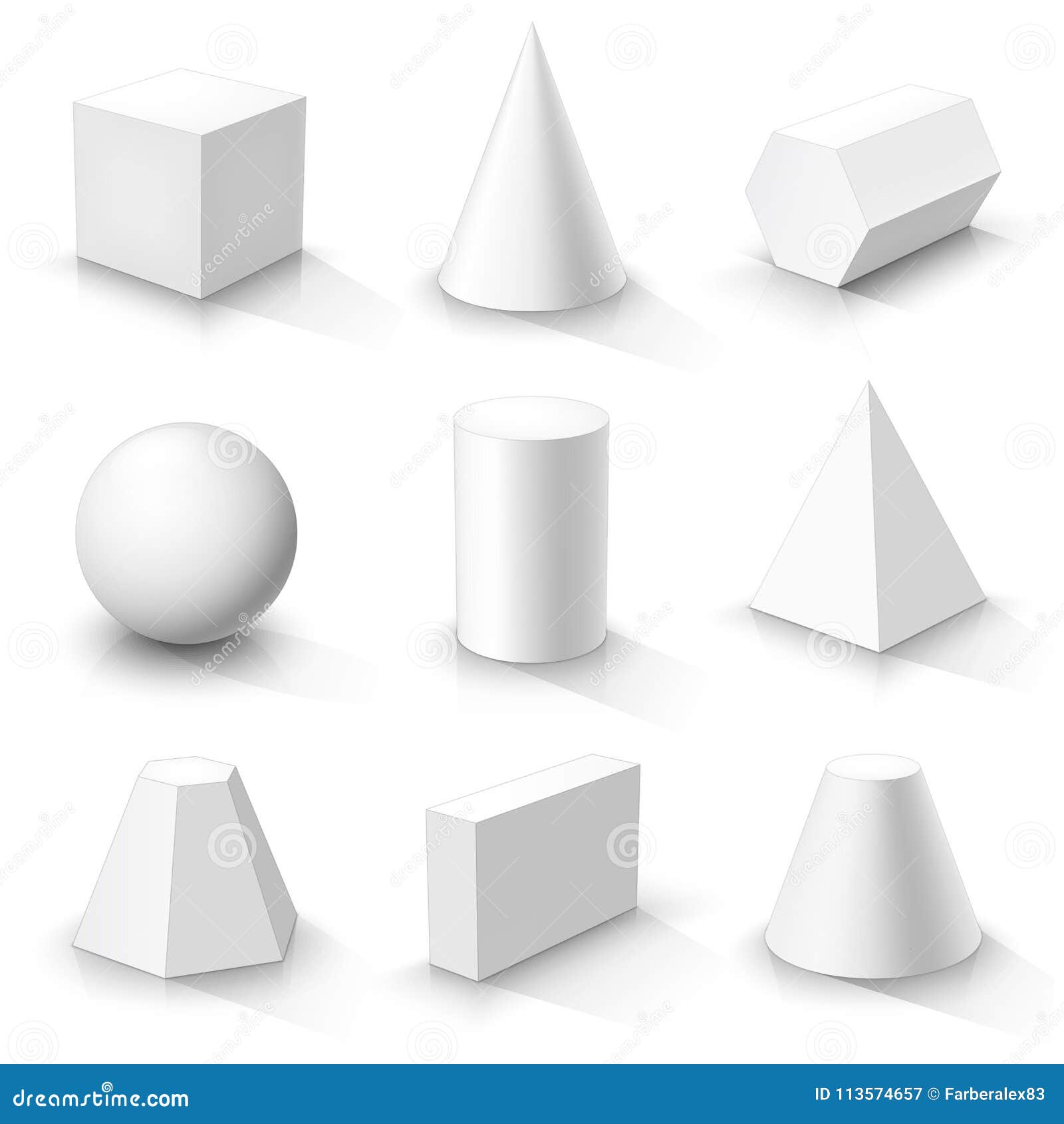 Set of basic 3d shapes stock vector. Illustration of basic - 113574657