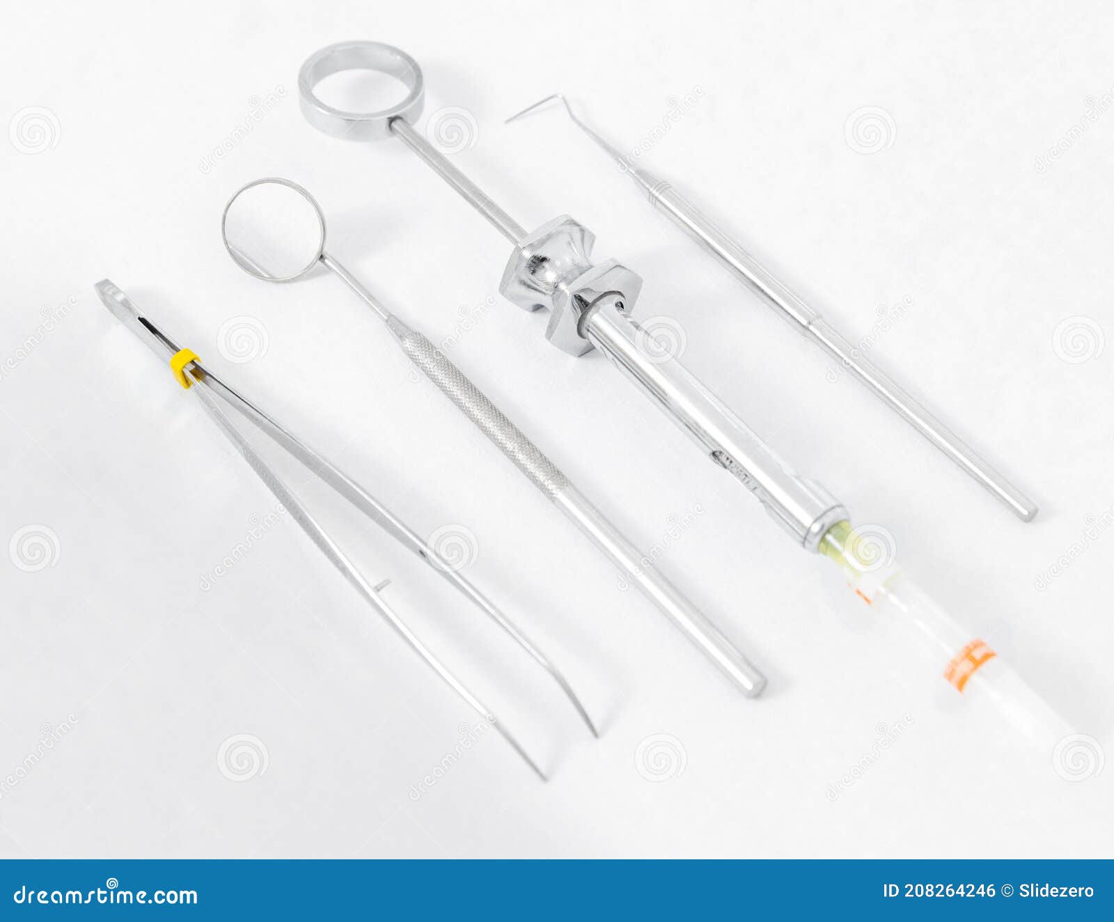 Set of Basic Dentist Tools on White Stock Photo - Image of basic, exam ...