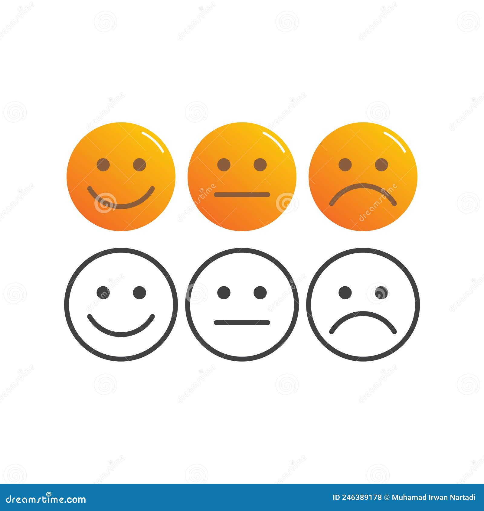 Set 3 Basic Emotion, Sad, Flat, Smile. Vector Icon Template Stock ...