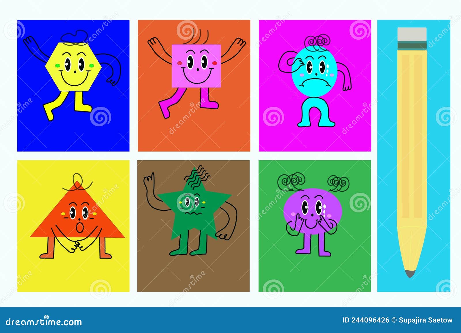 Set of Basic Geometric Figures Demonstrates Preparation for Pre-school ...