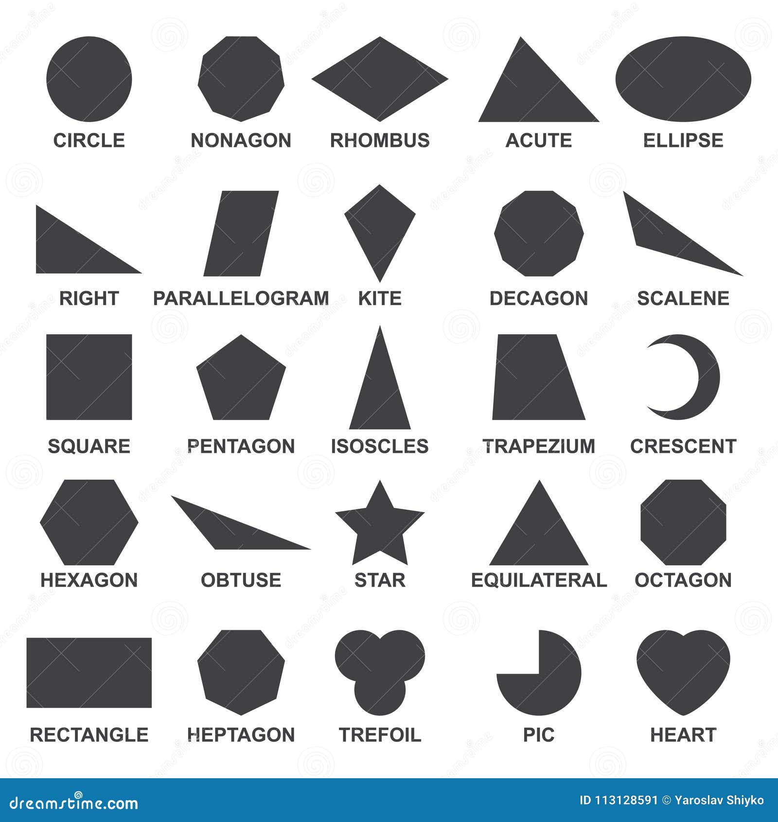 Set of Basic Geometric Shapes. Black Image of Great Many Shapes ...