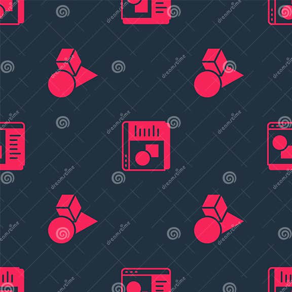 Set Basic Geometric Shapes and 3D Printer Software on Seamless Pattern ...