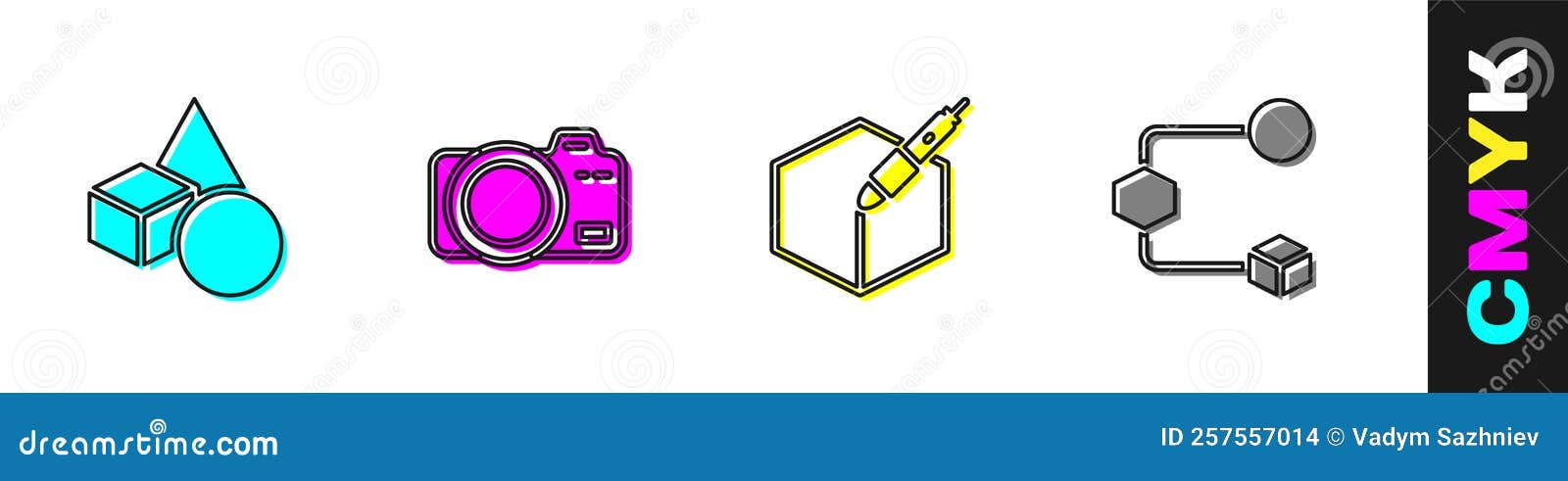 Set Basic Geometric Shapes, Photo Camera, 3d Pen Tool and Isometric ... Set Basic Geometric Shapes, Photo Camera, 3d Pen Tool and Isometric ...