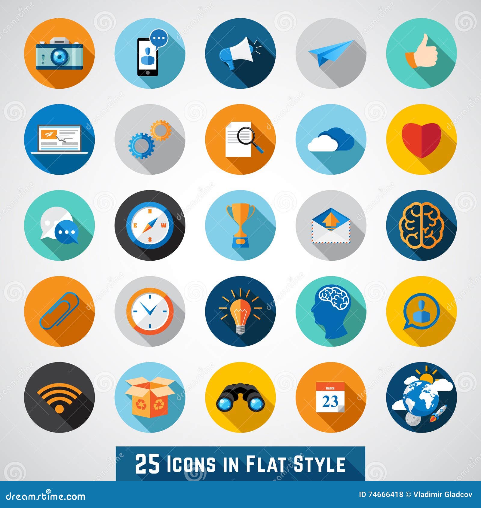 Set of Basic Icons in Flat Design Stock Vector - Illustration of ...