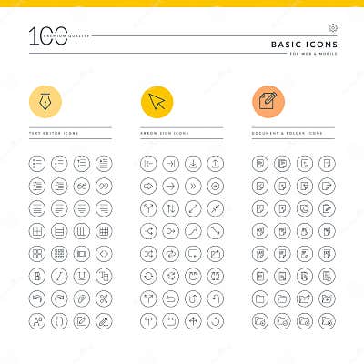 Set of Basic Icons for Web and Mobile Stock Vector - Illustration of ...