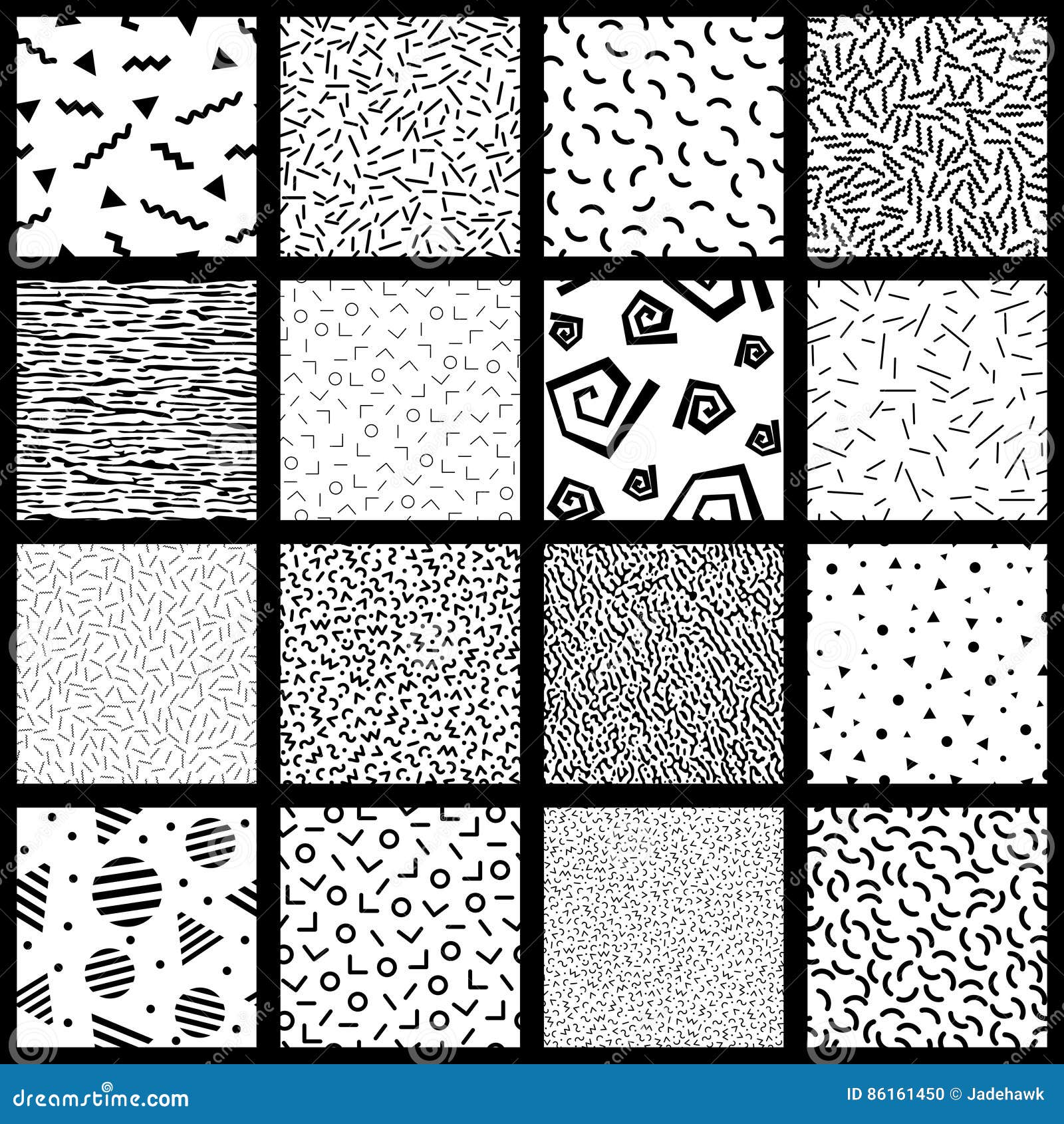 Set of Basic Memphis Style Patterns Stock Vector - Illustration of ...