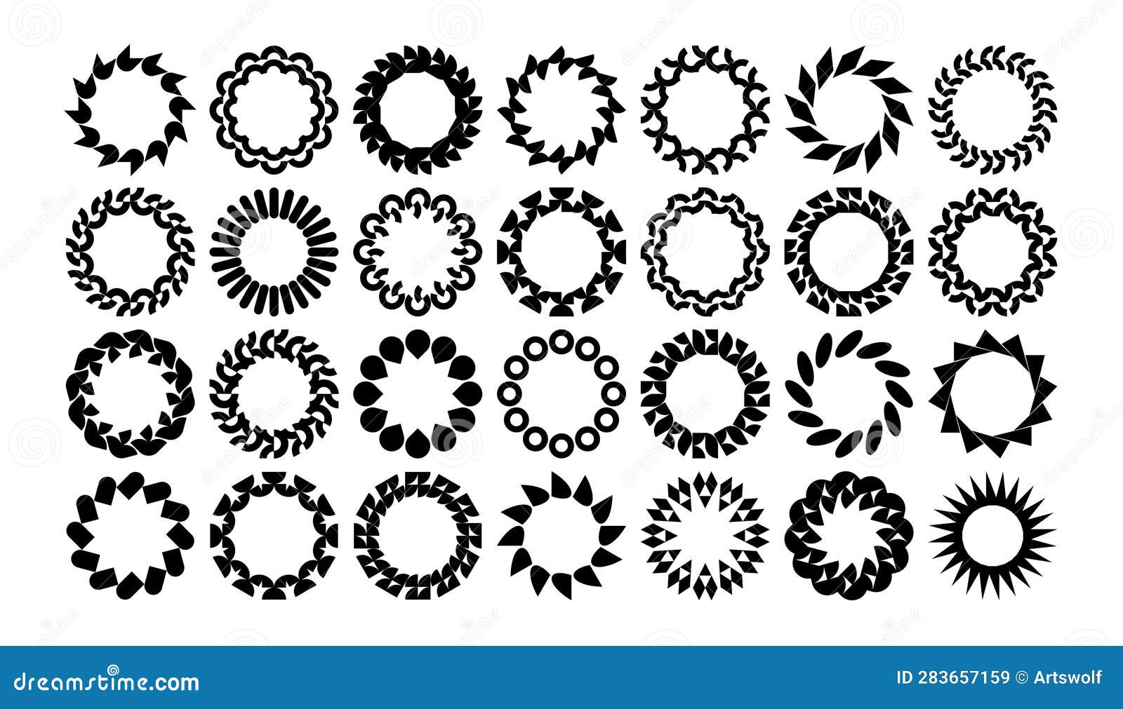 Set of Basic Shape Circle Border Logo Template. Modern Abstract Circle ...