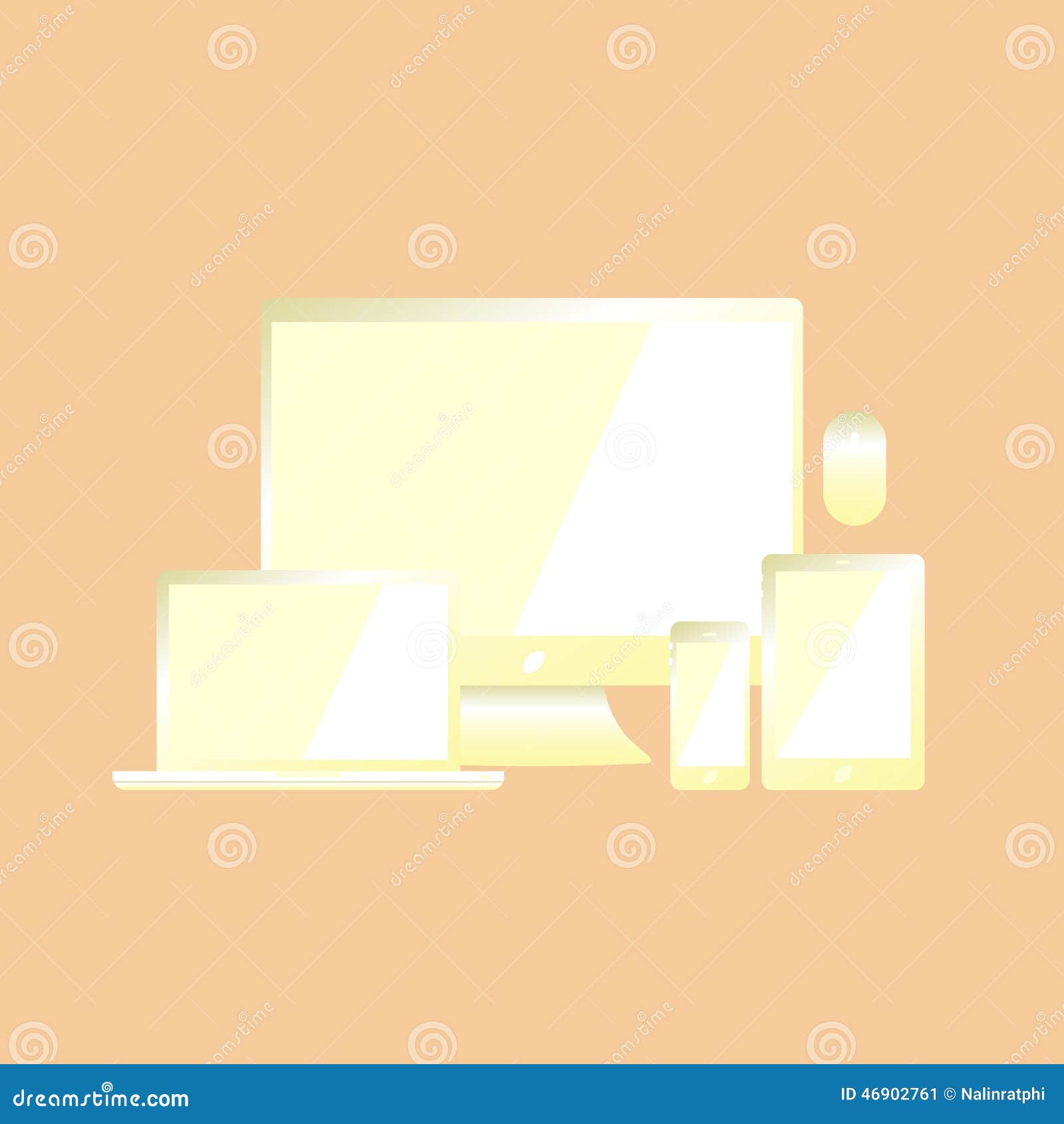 Set of Basic Wireless Technology Gadget Stock Vector - Illustration of ...