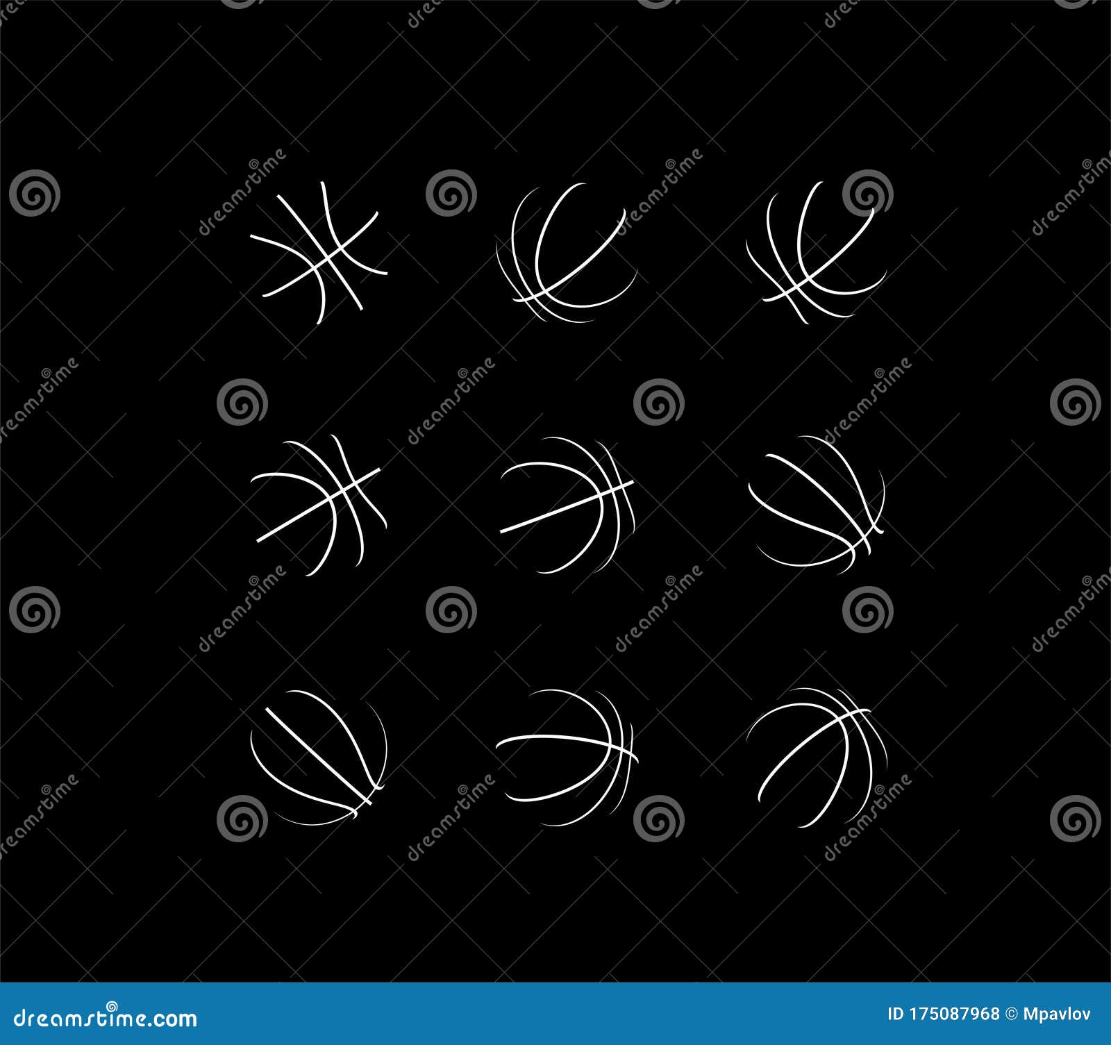 Set of Basketball Balls with Different Rotation Angles. Vector 3d Stock ...