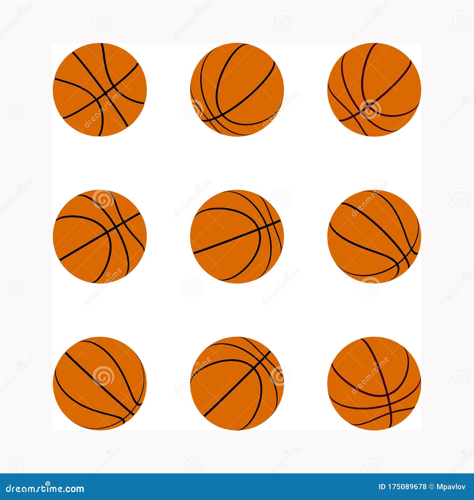 Set of Basketball Balls with Different Rotation Angles. Vector 3d Stock ...
