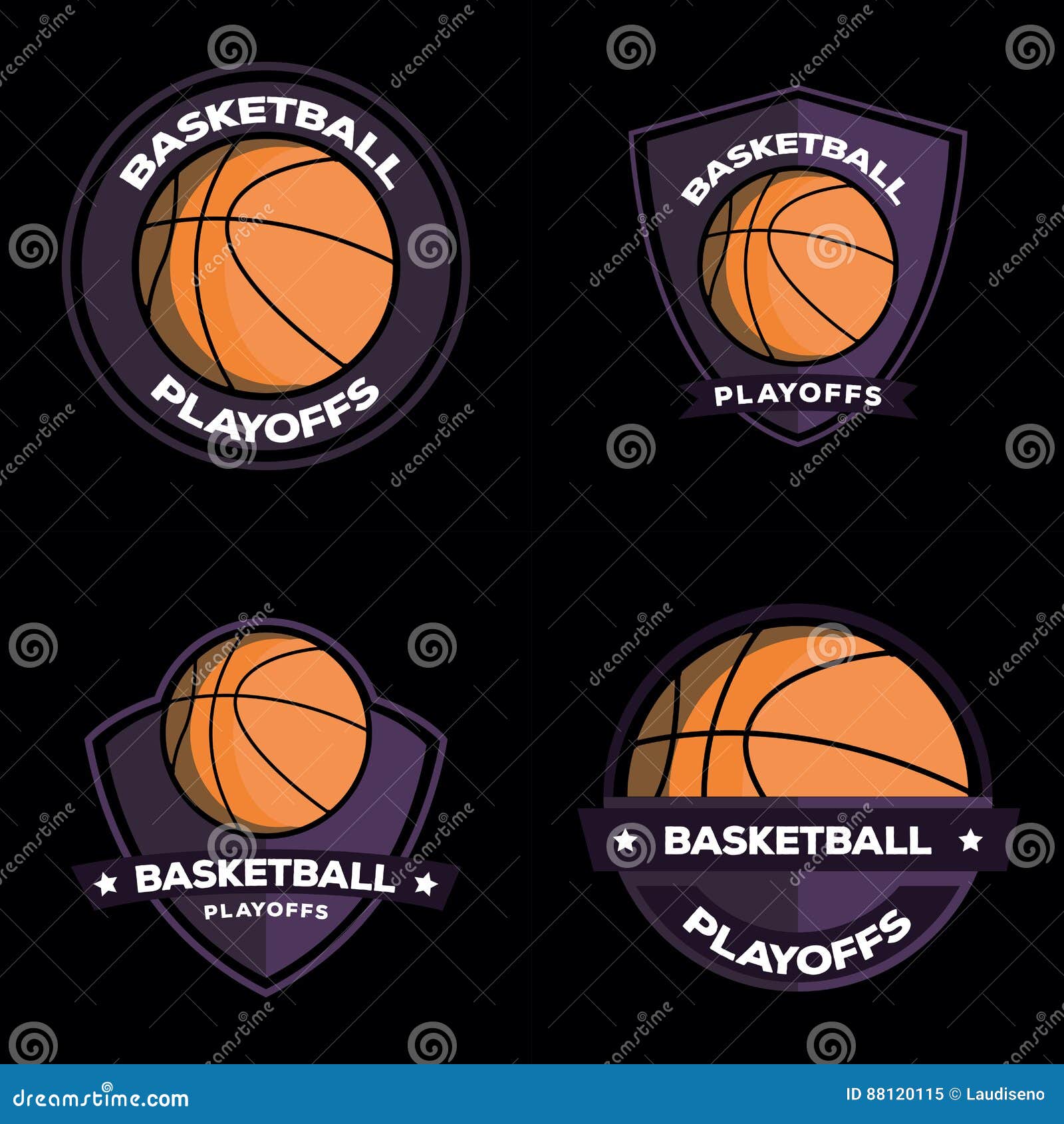 Set of basketball emblems stock illustration. Illustration of design ...