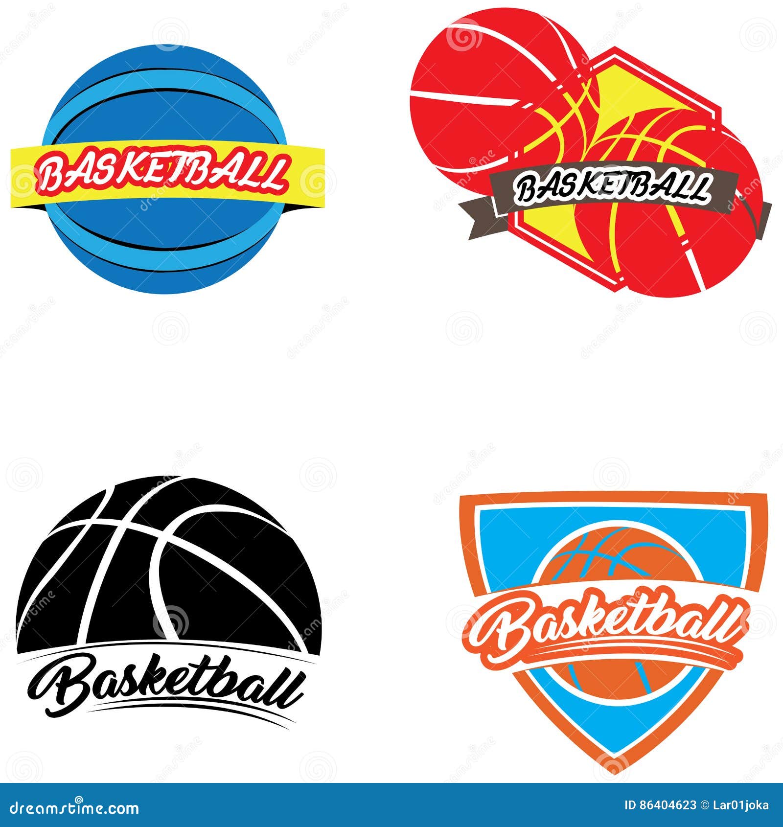 Set of Basketball Illustrations Stock Vector - Illustration of emblem ...