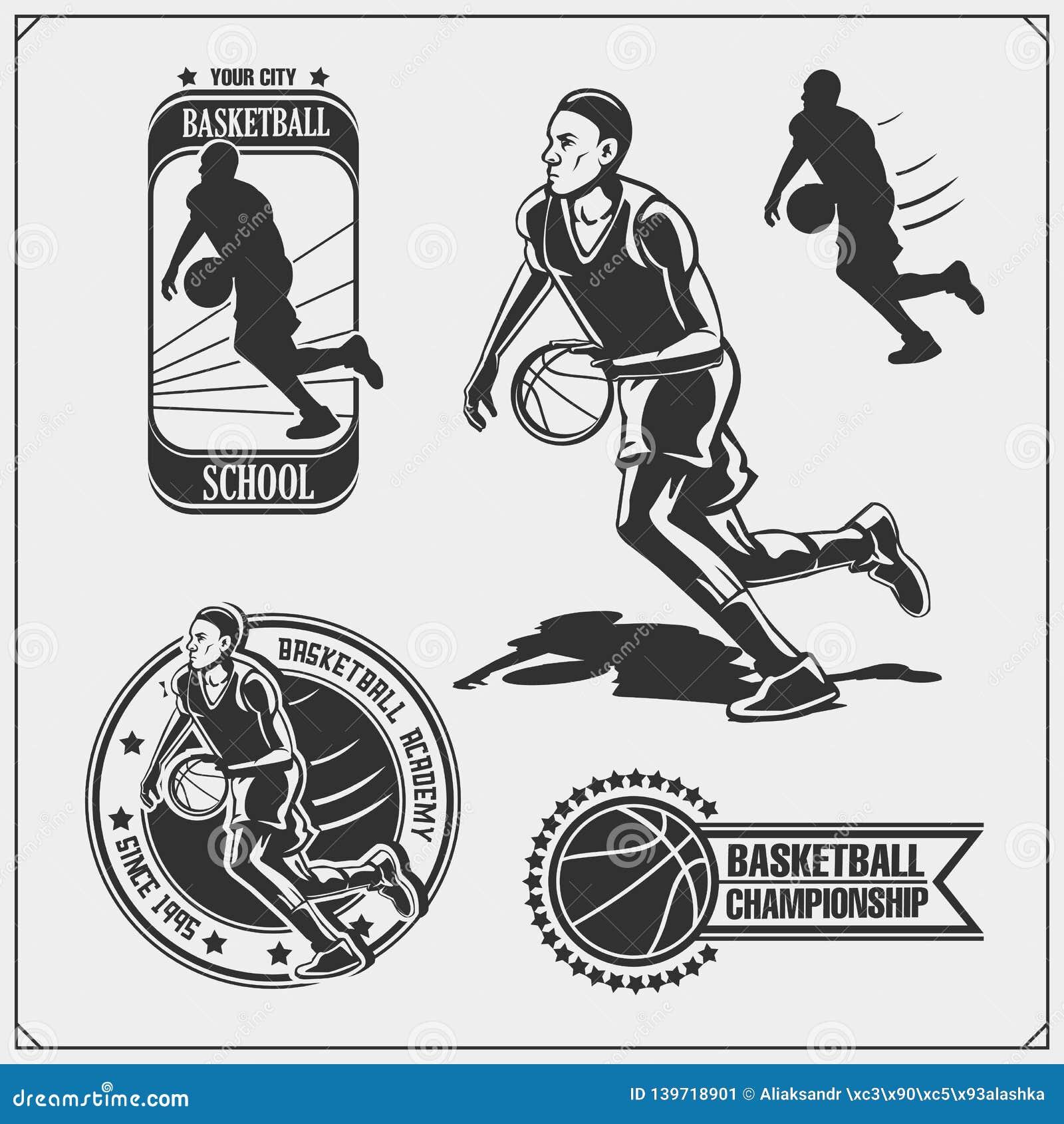 Set of Basketball Labels, Emblems, Badges and Design Elements. Print ...